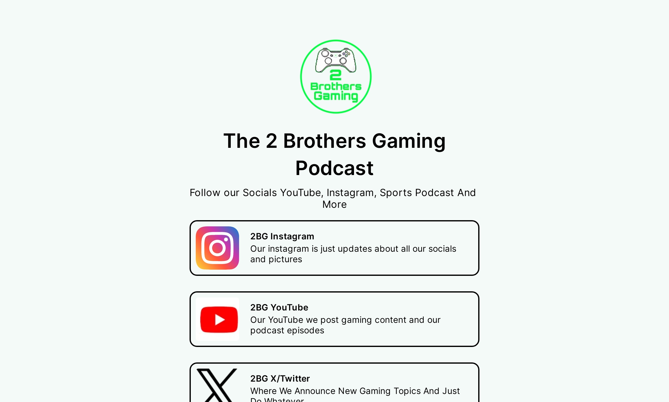 The 2 Brothers Gaming Podcast's Flowpage