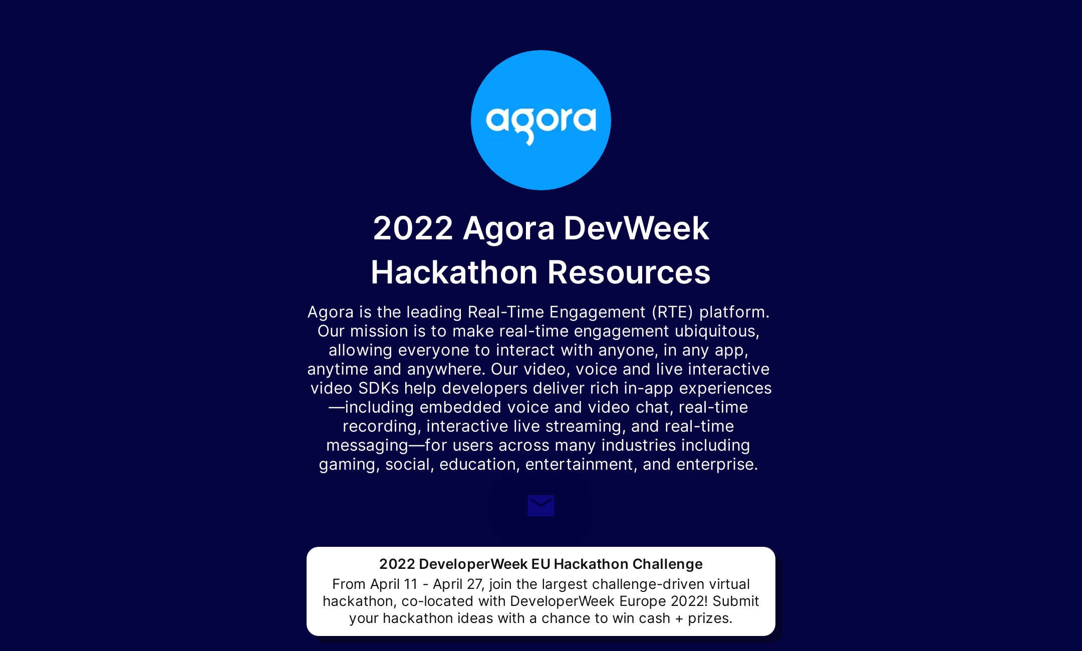2022 Agora DevWeek Hackathon Resources' Flowpage
