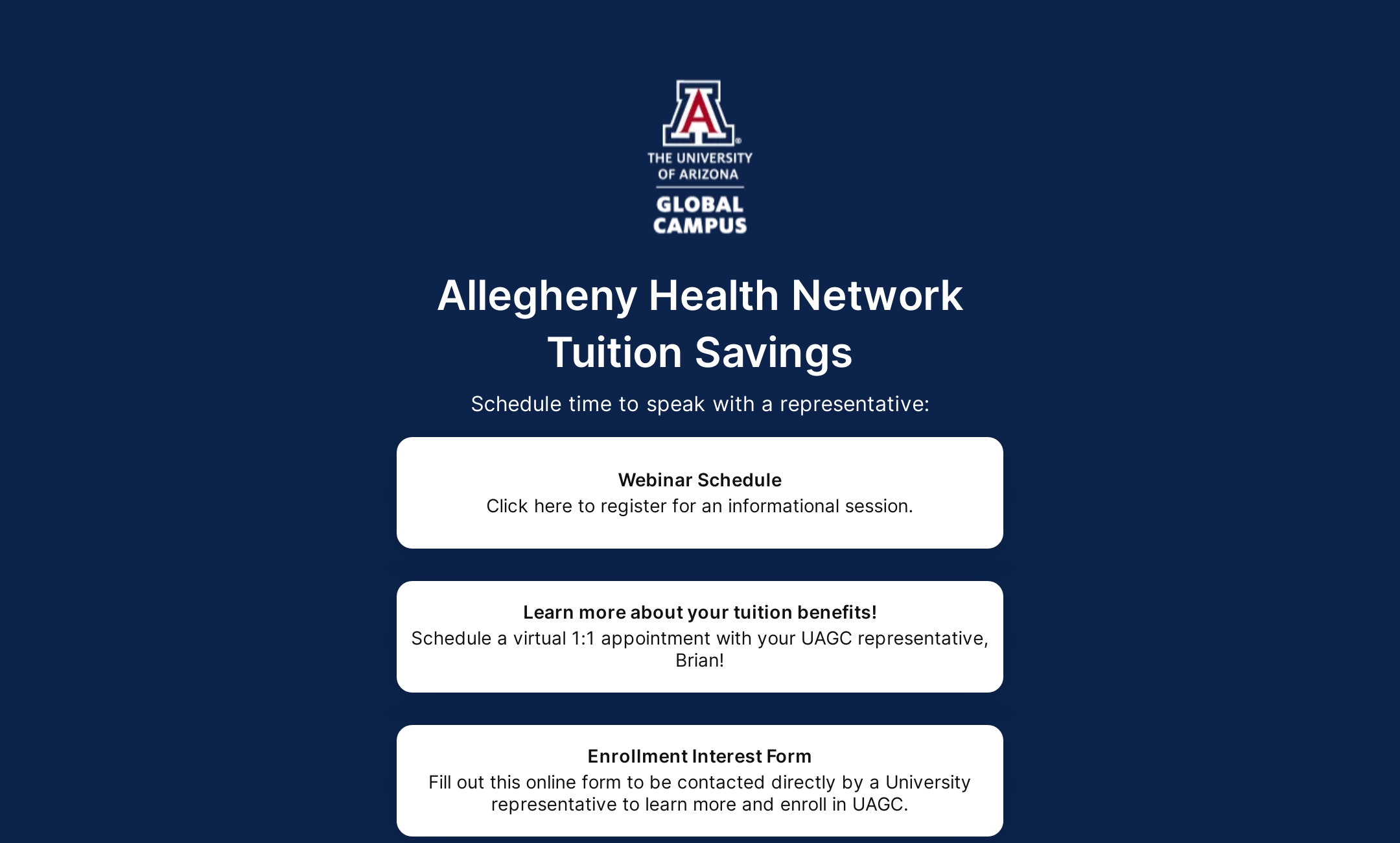 Allegheny Health Network Tuition Savings' Flowpage