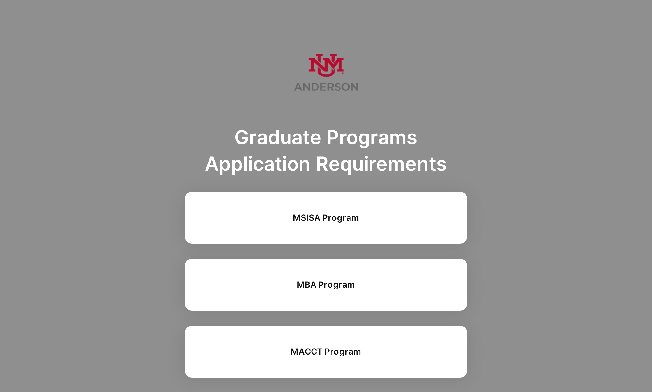 Graduate Programs Application Requirements' Flowpage