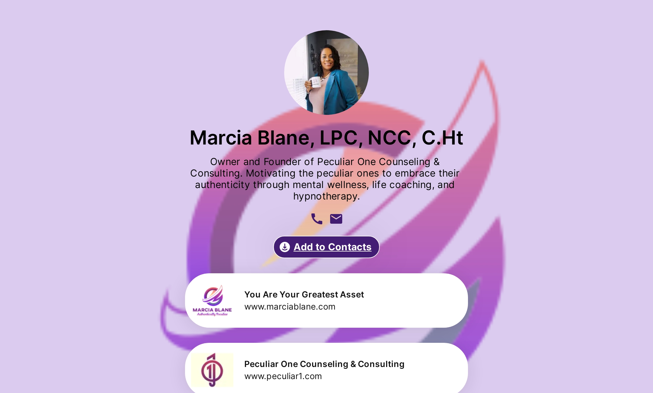 Marcia Blane, LPC, NCC, C.Ht's Flowpage