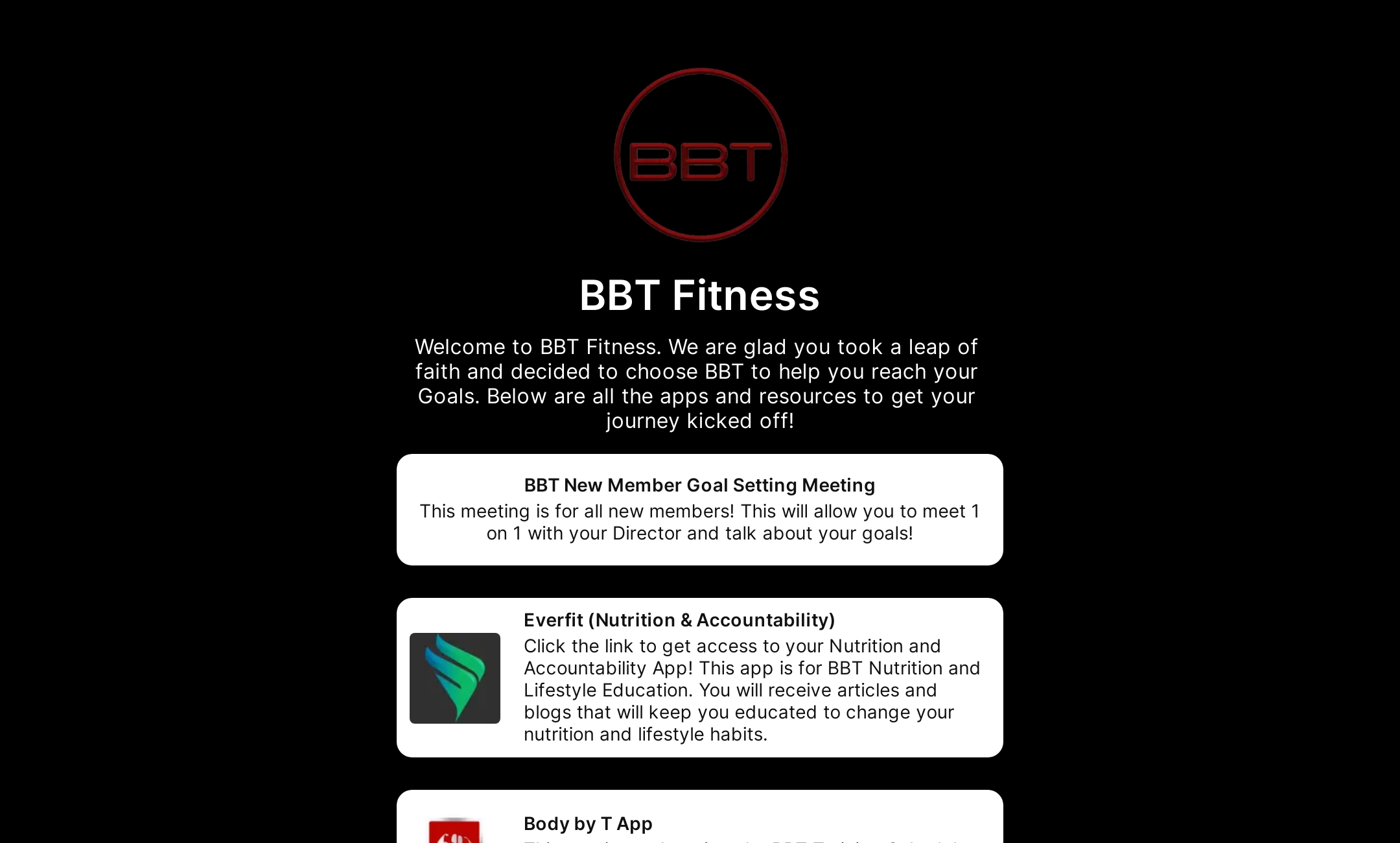 BBT Fitness' Flowpage