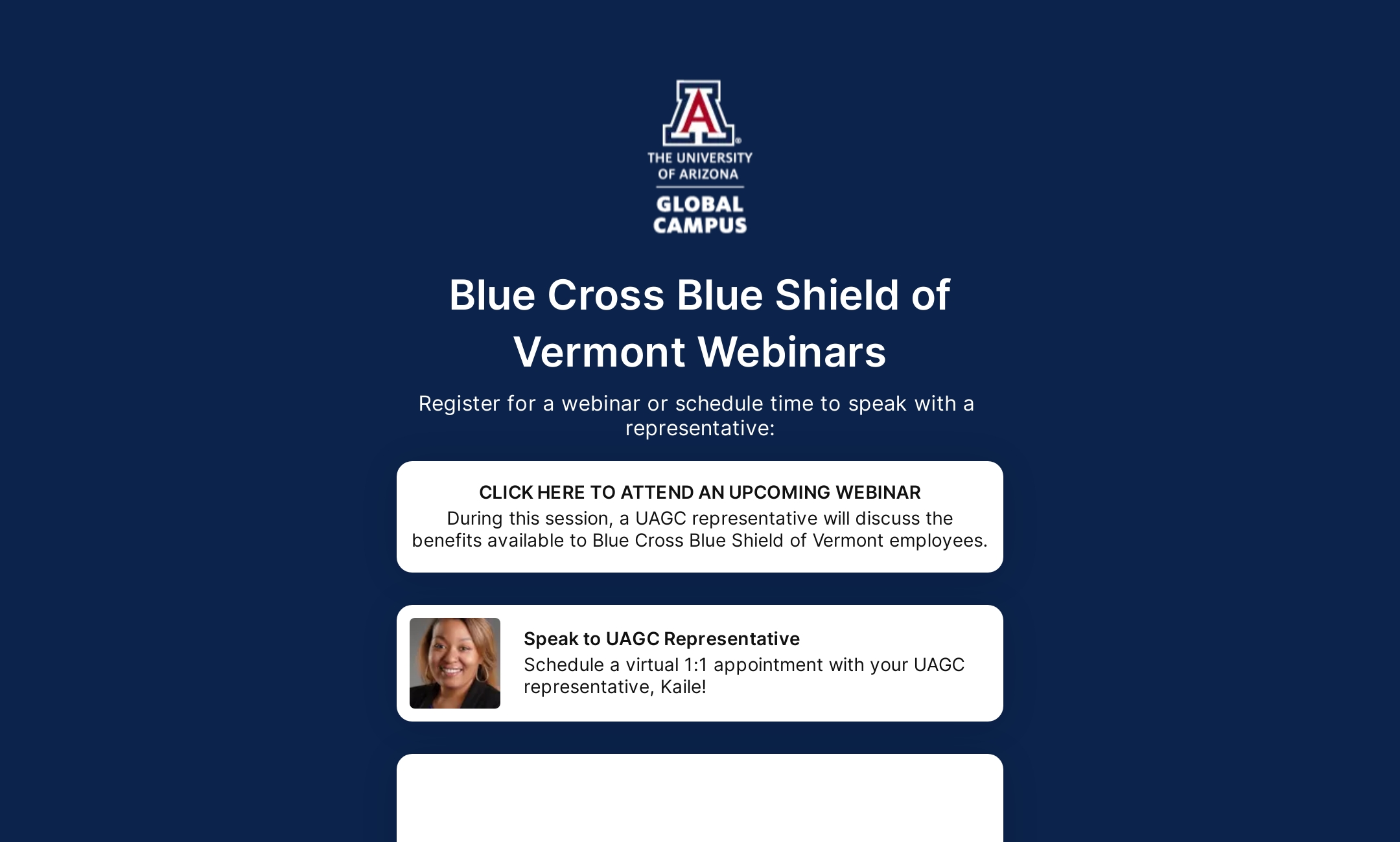 Blue Cross Blue Shield of Vermont Webinars' Flowpage