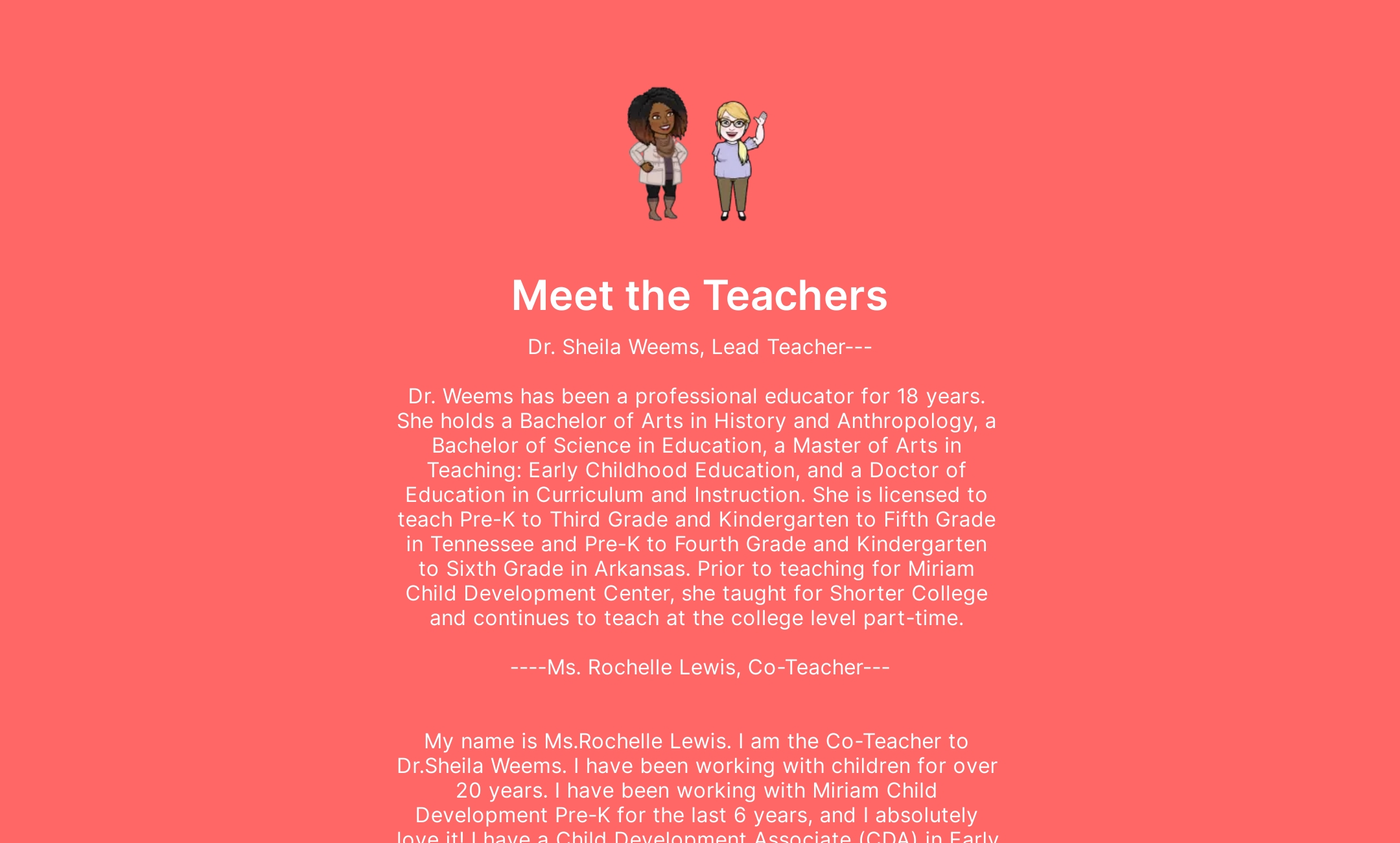 Meet the Teachers' Flowpage