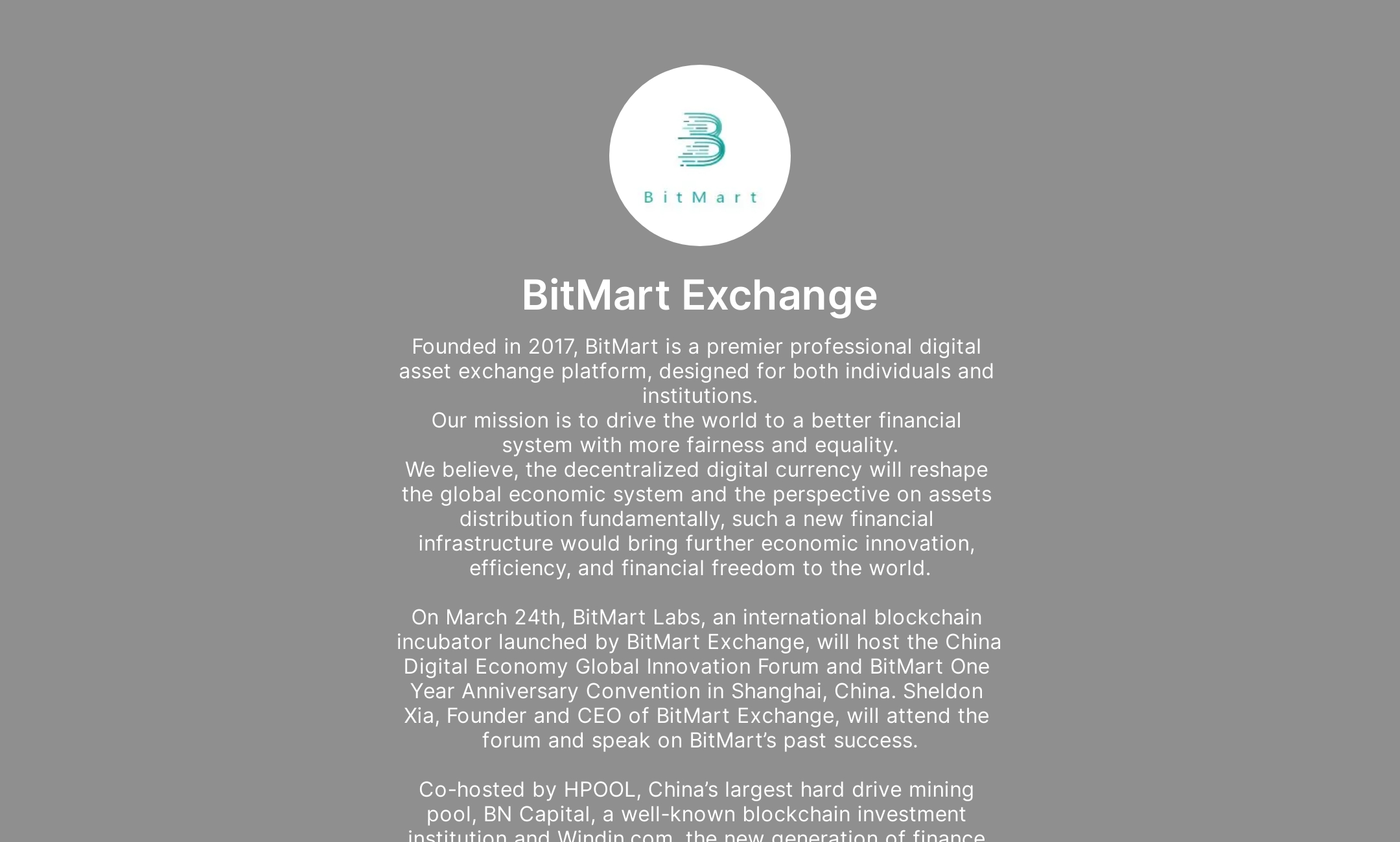 BitMart Exchange's Flowpage