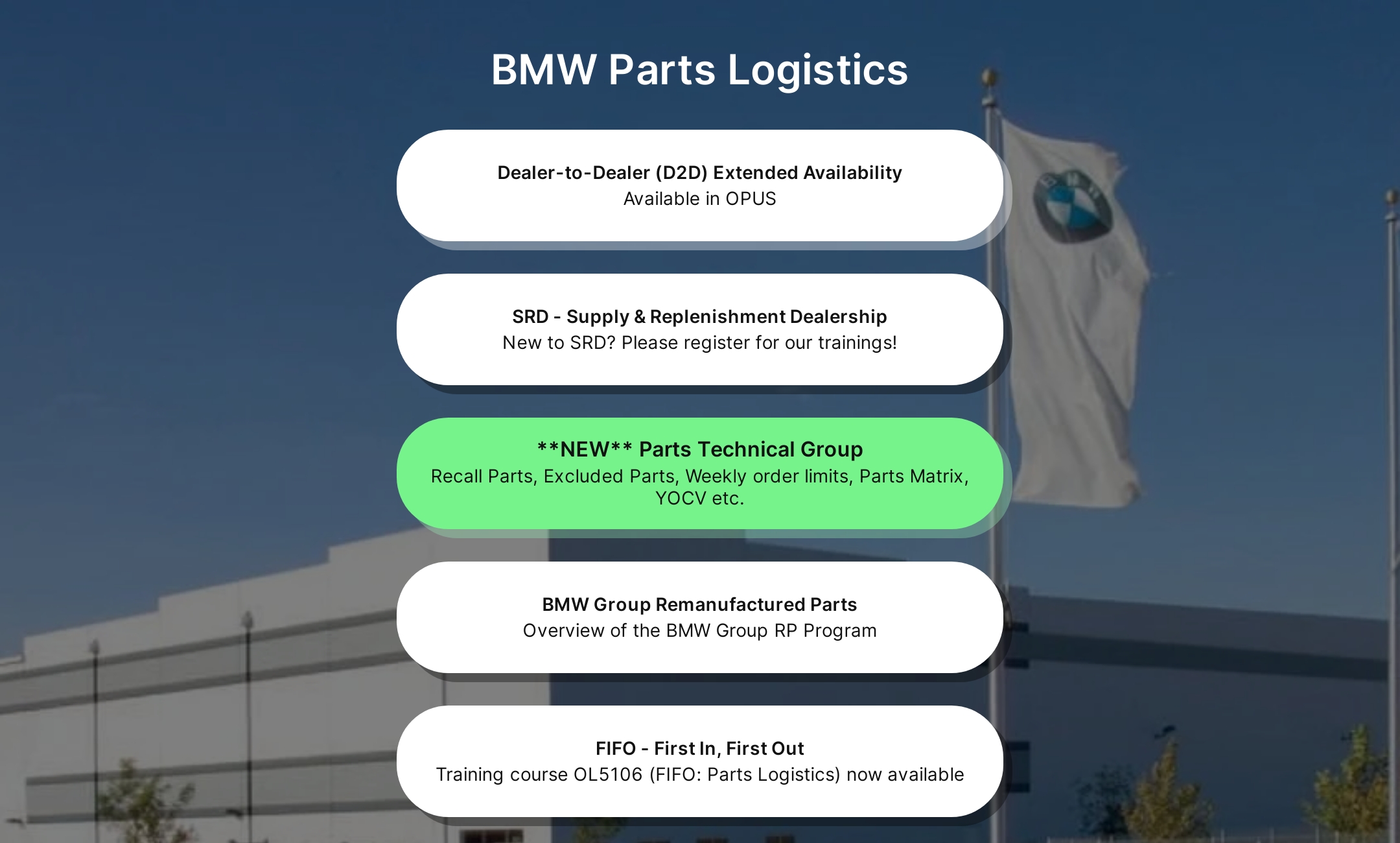BMW Parts Logistics' Flowpage