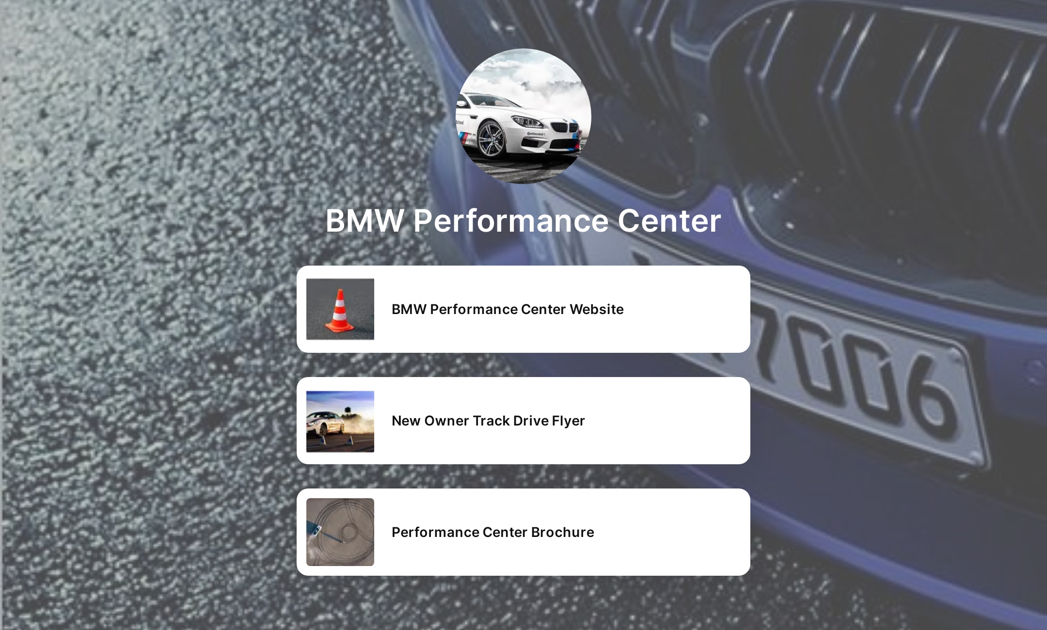 BMW Performance Center's Flowpage