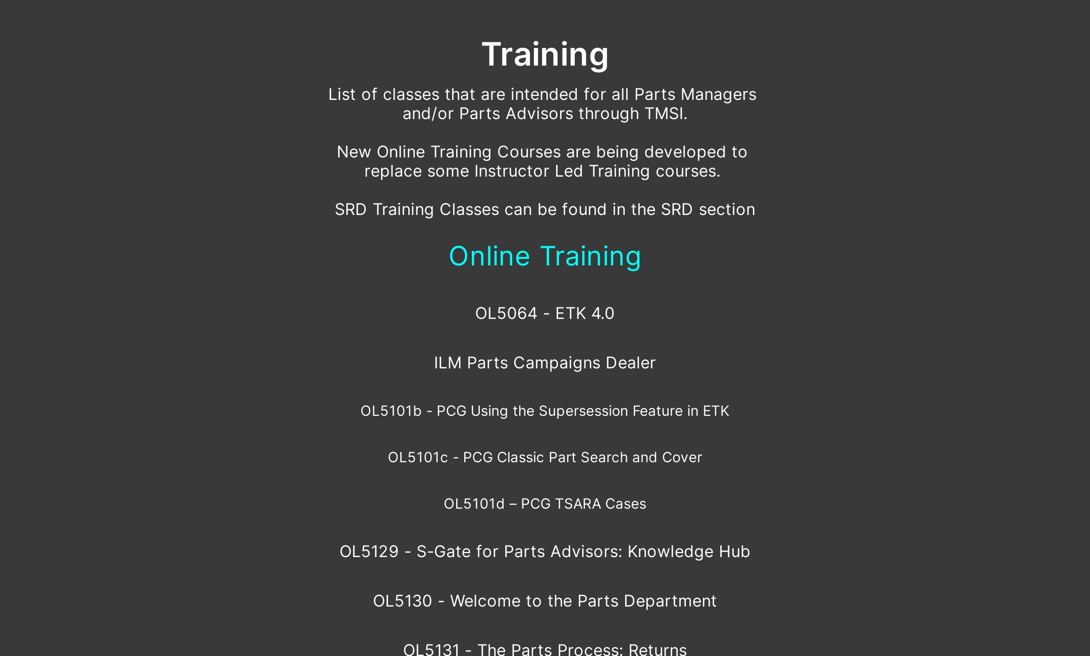Training's Flowpage