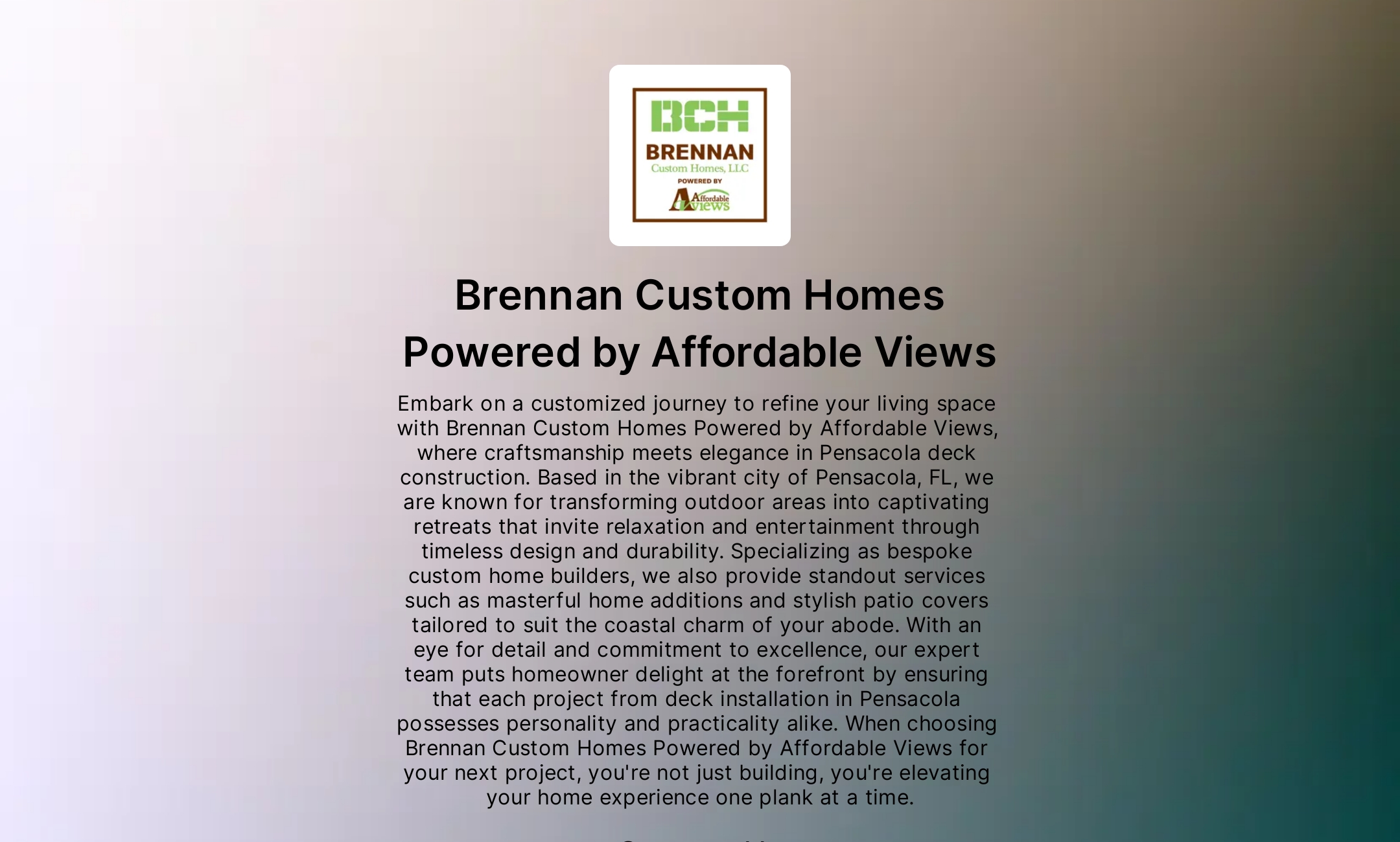 Brennan Custom Homes Powered by Affordable Views' Flowpage