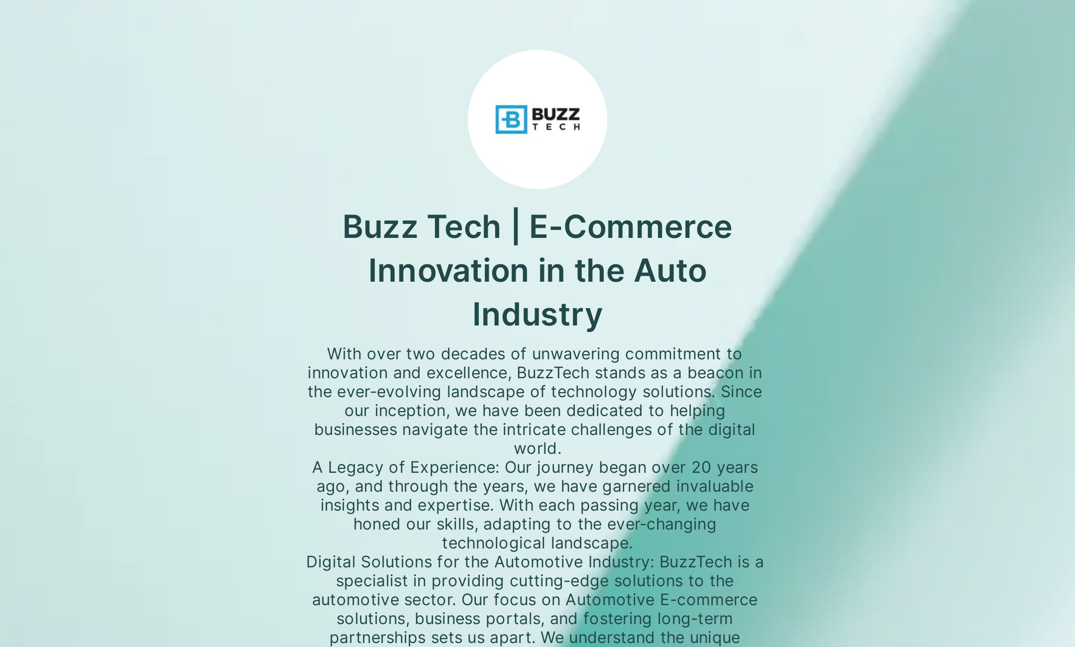 Buzz Tech | E-Commerce Innovation in the Auto Industry's Flowpage