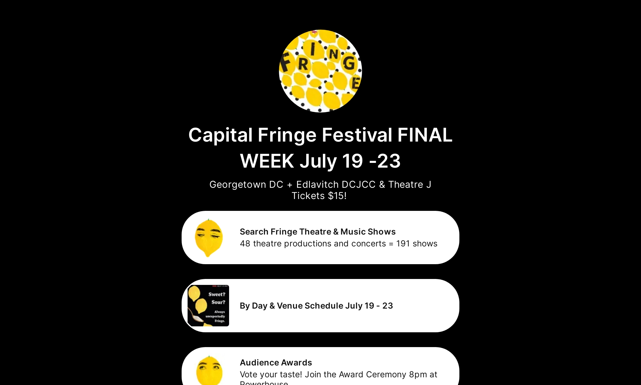 Capital Fringe Festival FINAL WEEK July 19 -23's Flowpage
