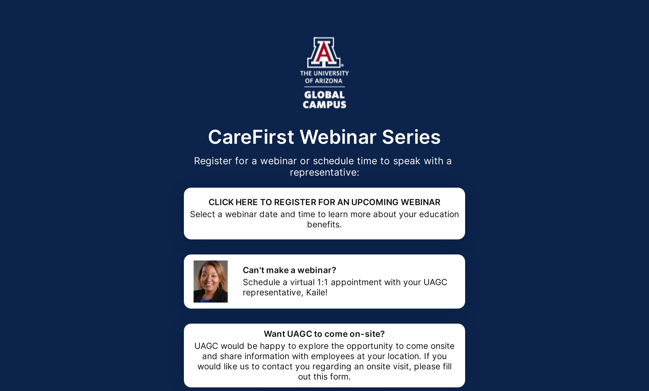 CareFirst Webinar Series' Flowpage