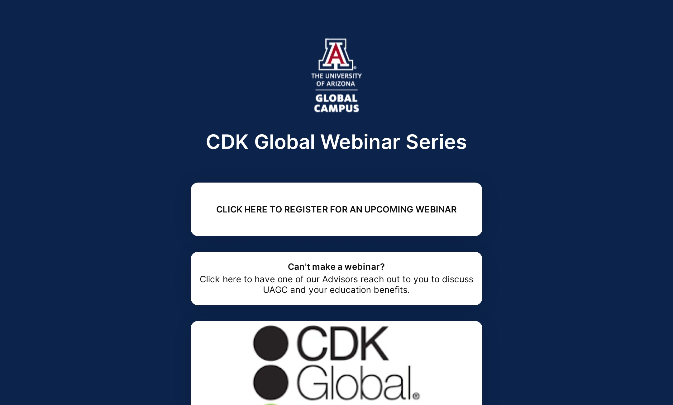 CDK Global Webinar Series' Flowpage