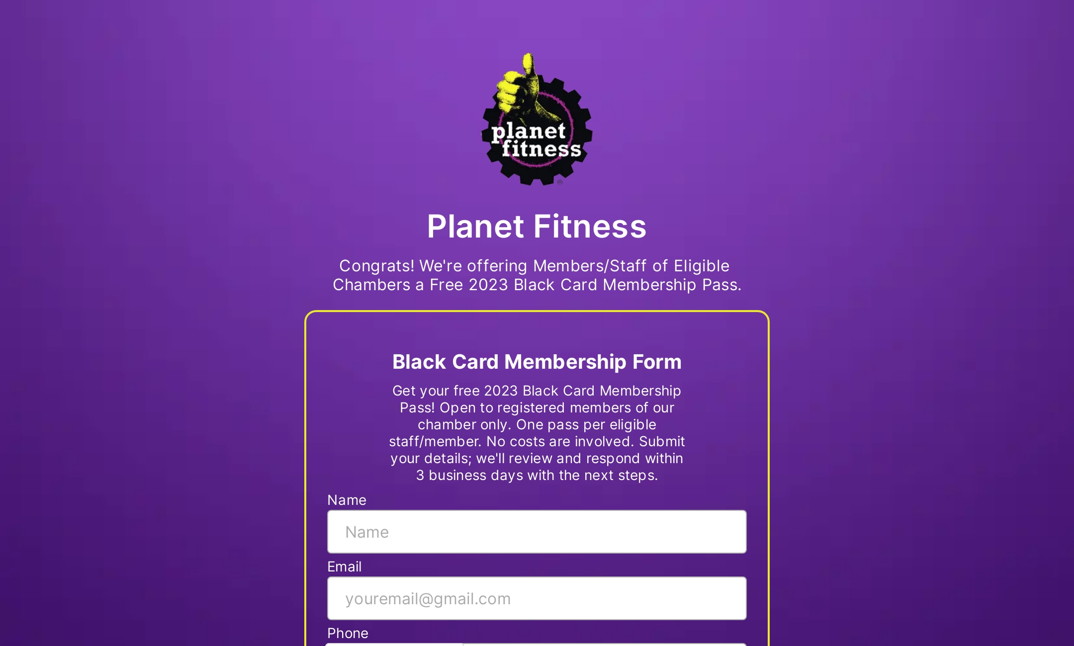 Planet Fitness' Flowpage