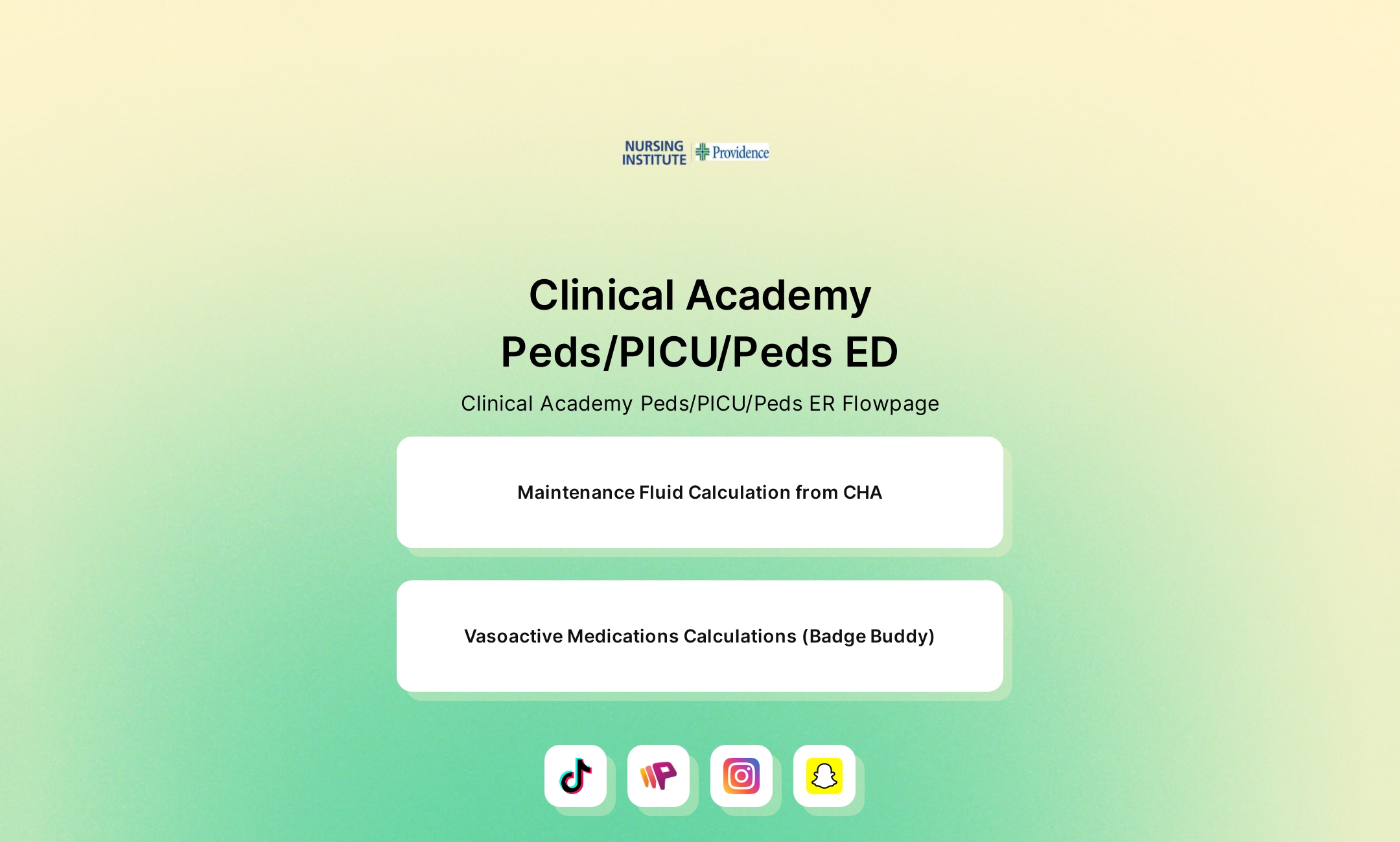 Clinical Academy Peds/PICU/Peds ED's Flowpage