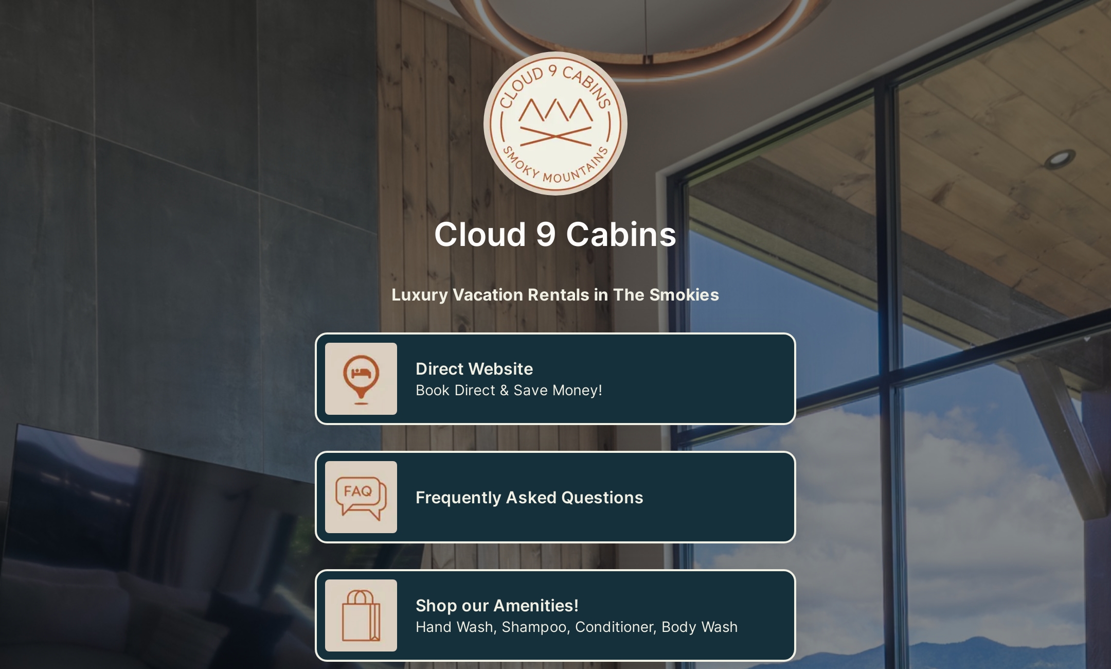 Cloud 9 Cabins' Flowpage