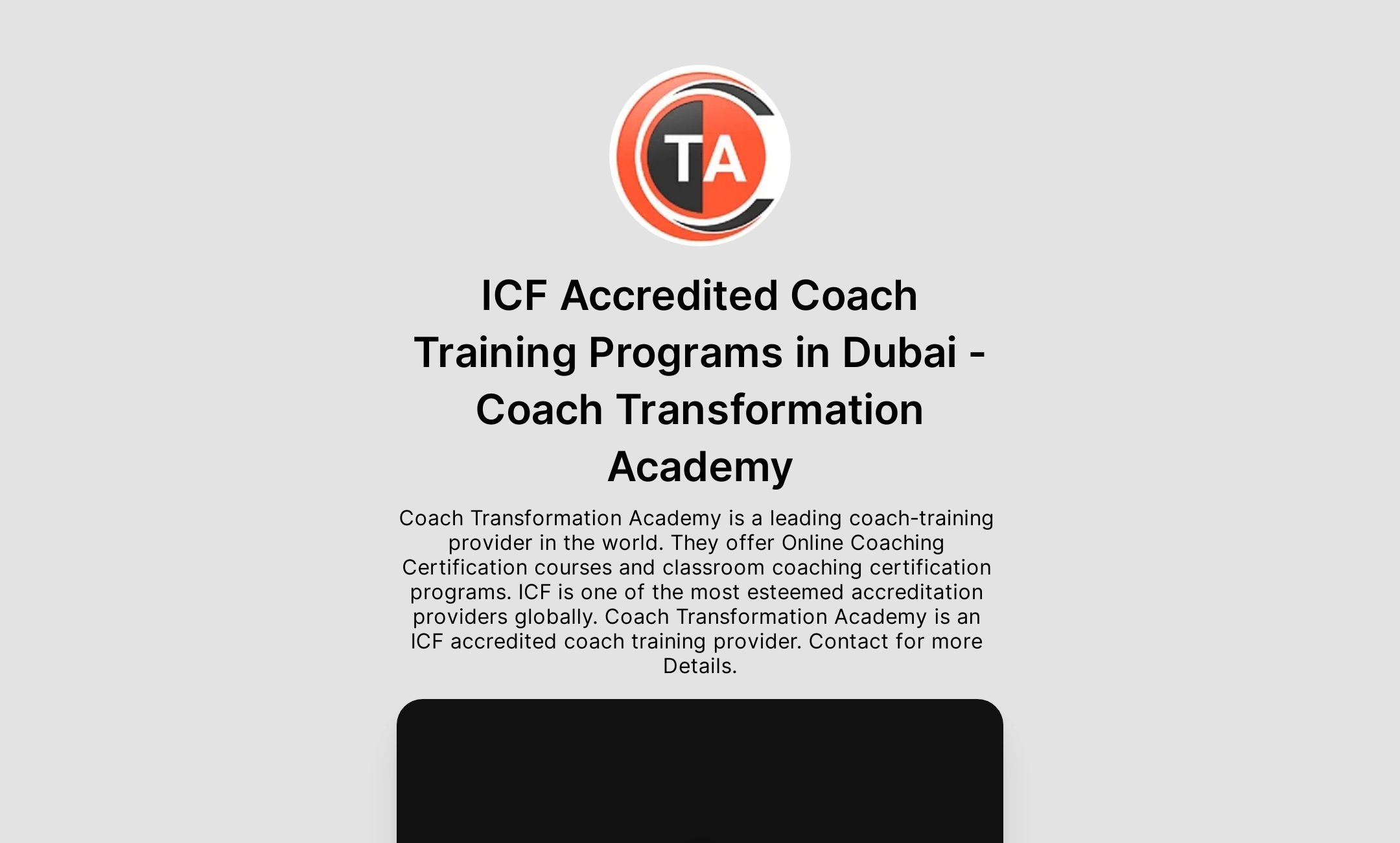 ICF Accredited Coach Training Programs in Dubai - Coach Transformation Academy's Flowpage