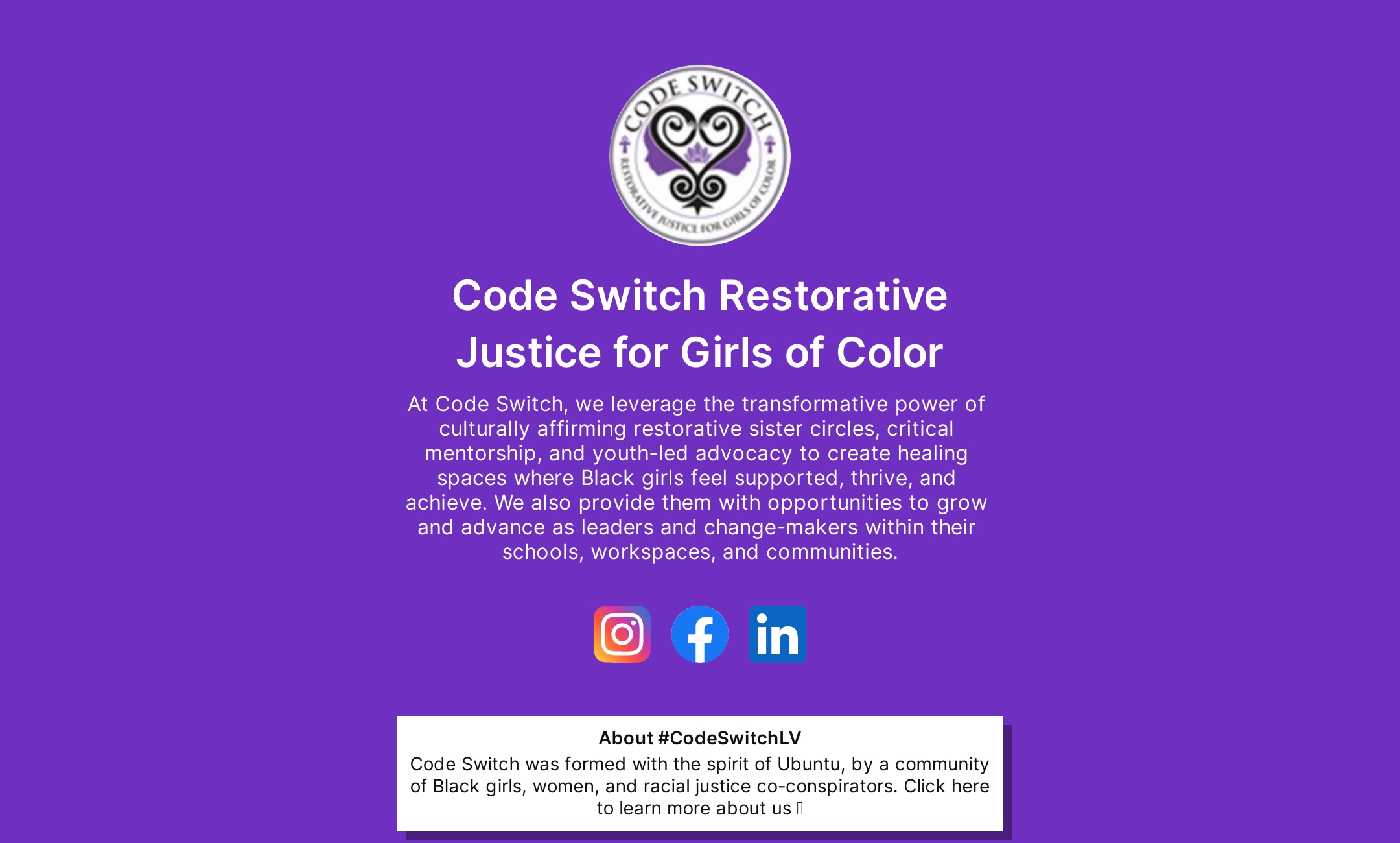 Code Switch Restorative Justice for Girls of Color 's Flowpage