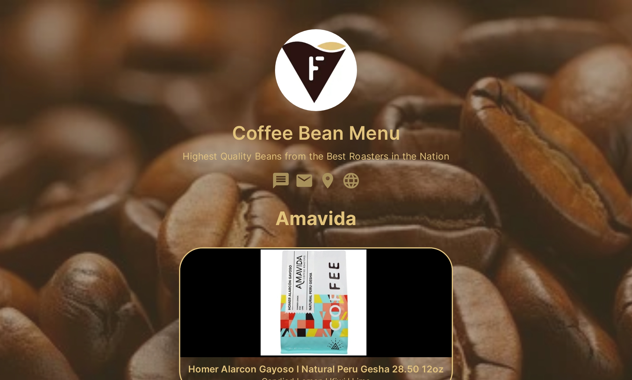 Coffee Bean Menu's Flowpage
