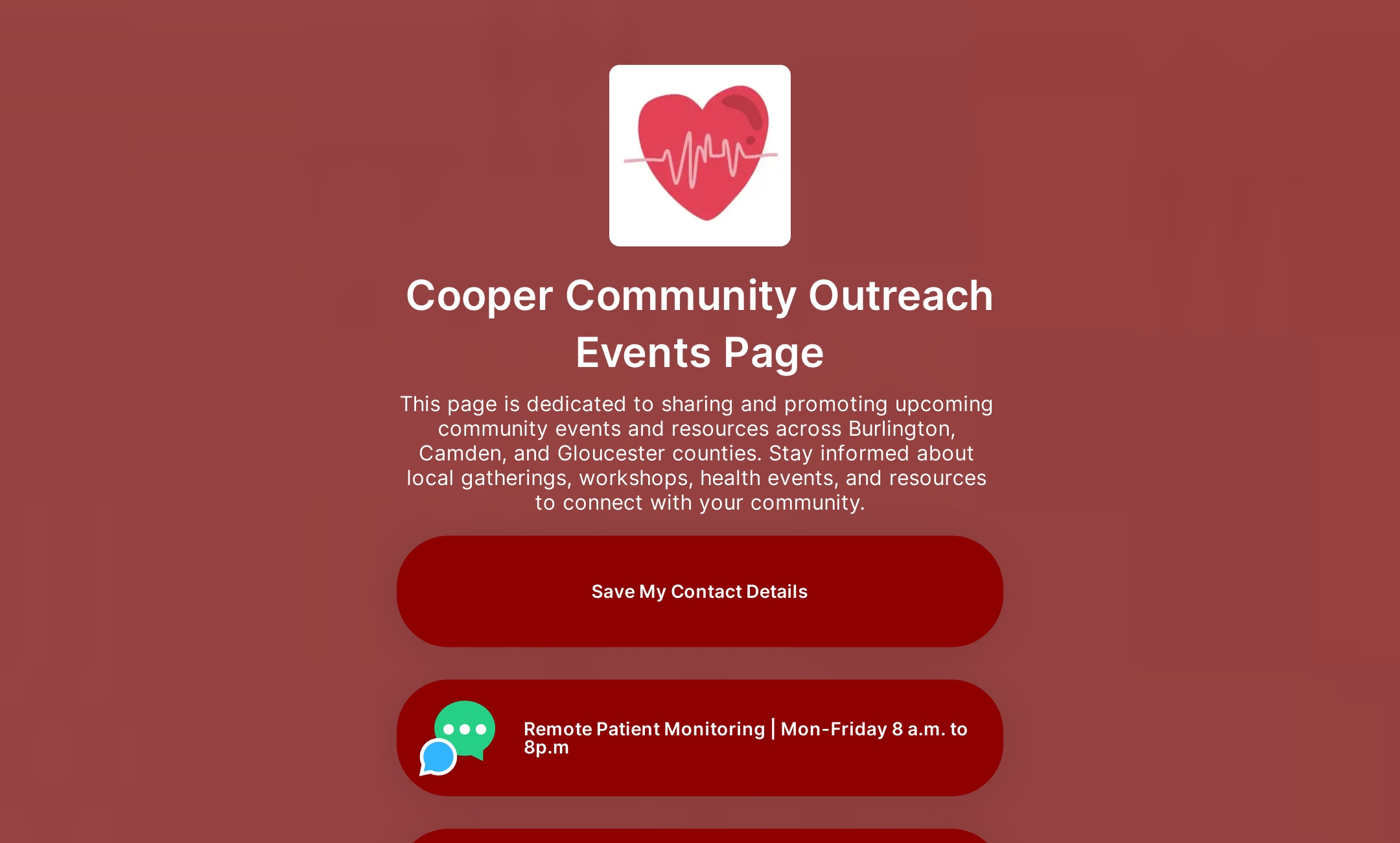 Cooper Community Outreach Events Page 's Flowpage