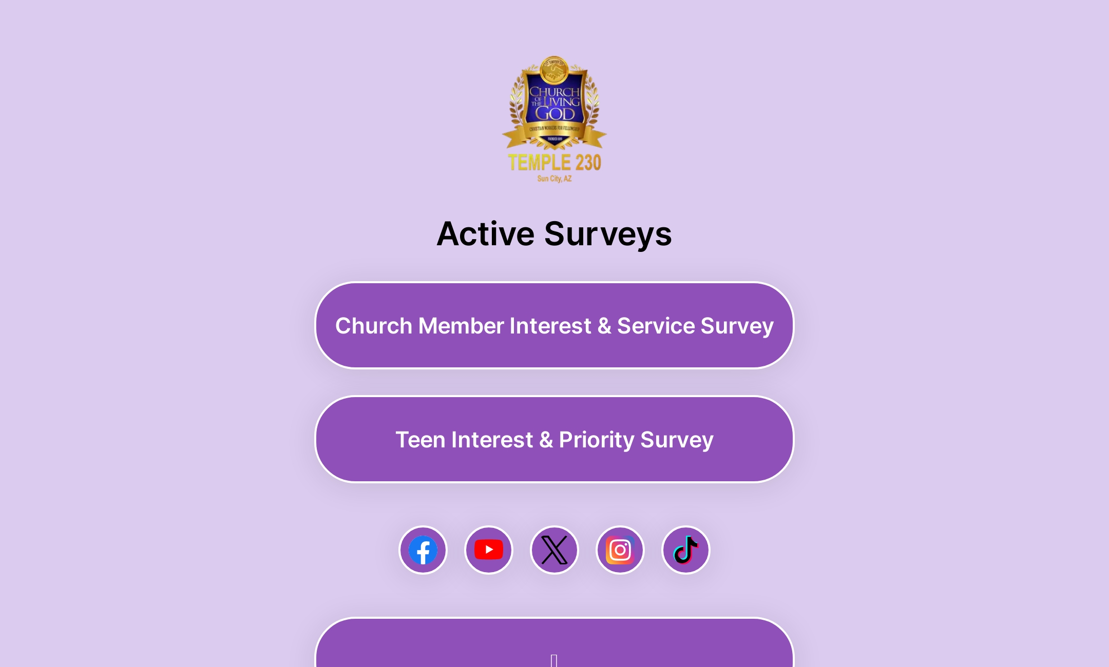 Church of the Living God Temple #230 Surveys