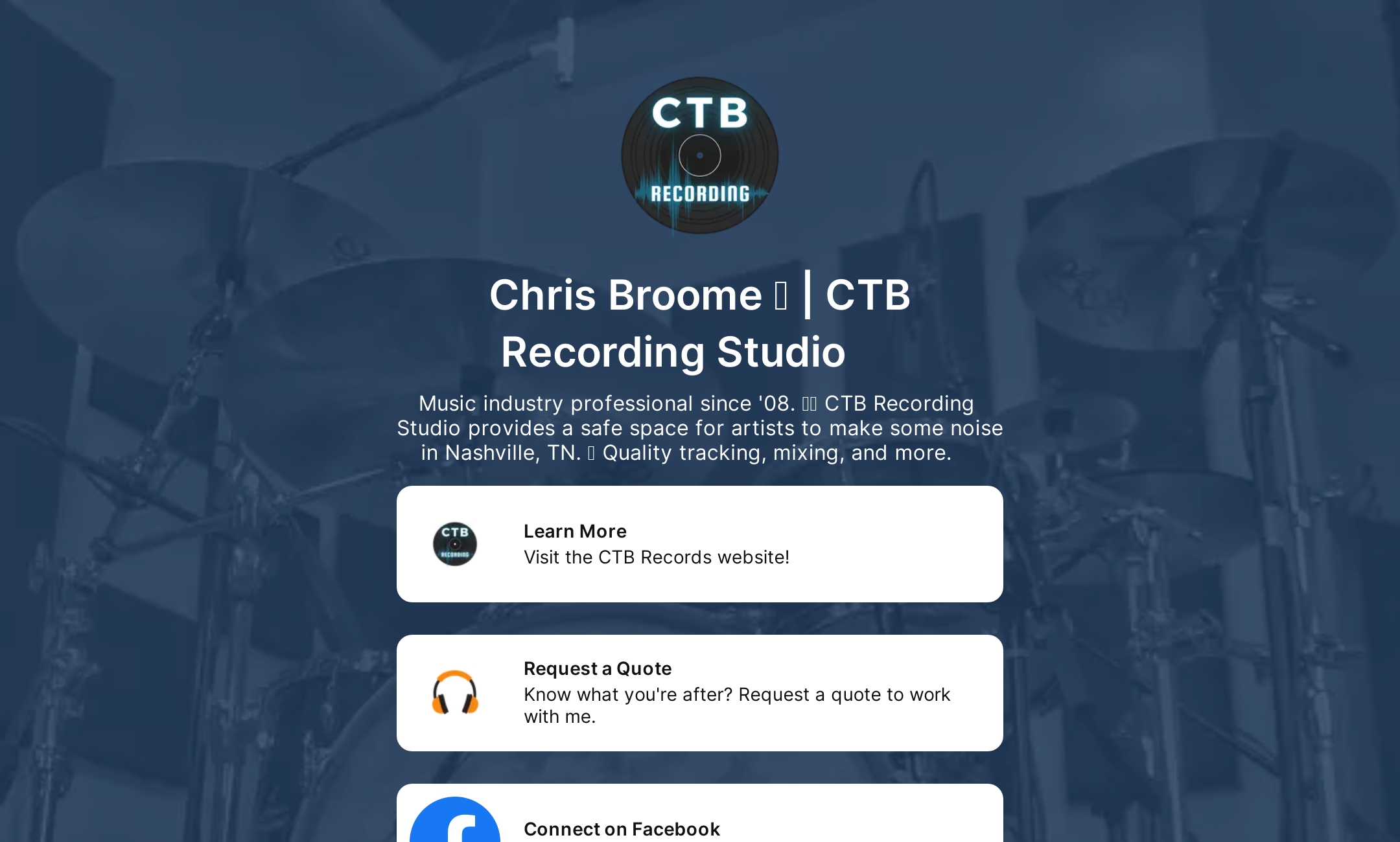 Chris Broome 🥁 | CTB Recording Studio 🎙's Flowpage