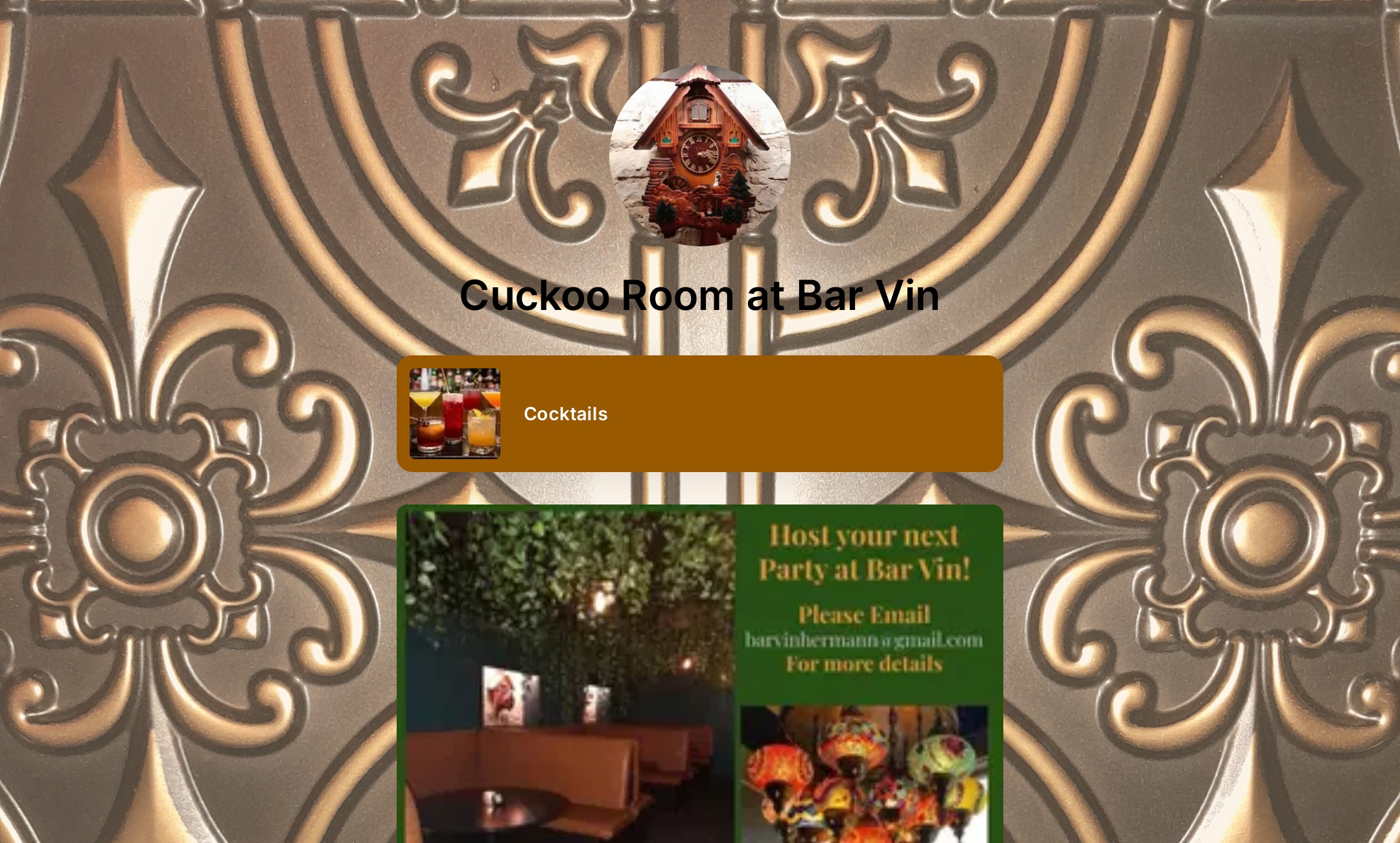 Cuckoo Room at Bar Vin's Flowpage