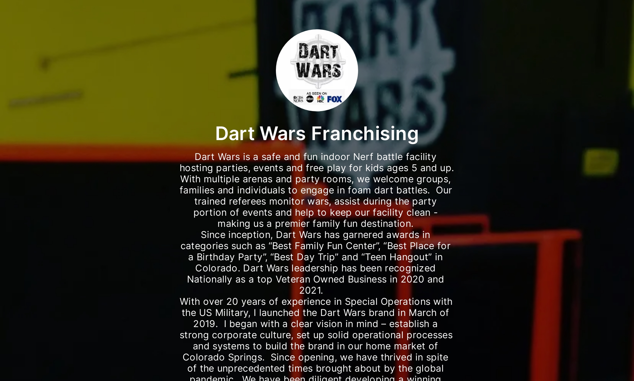 Dart Wars Franchising's Flowpage