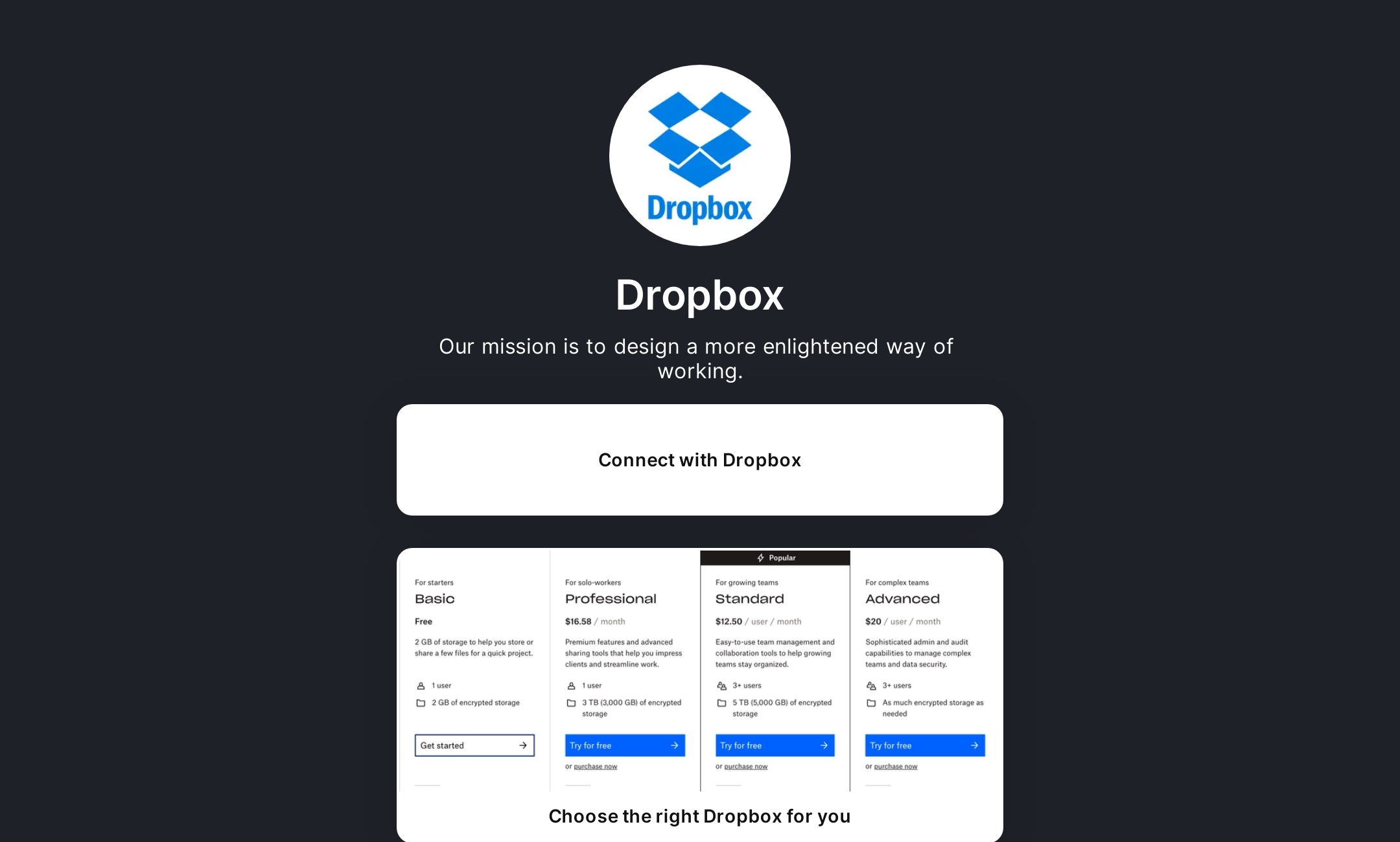 Dropbox's Flowpage
