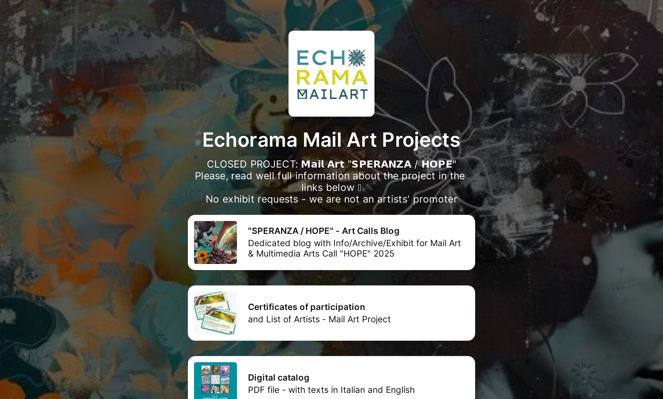 Echorama Mail Art Projects' Flowpage