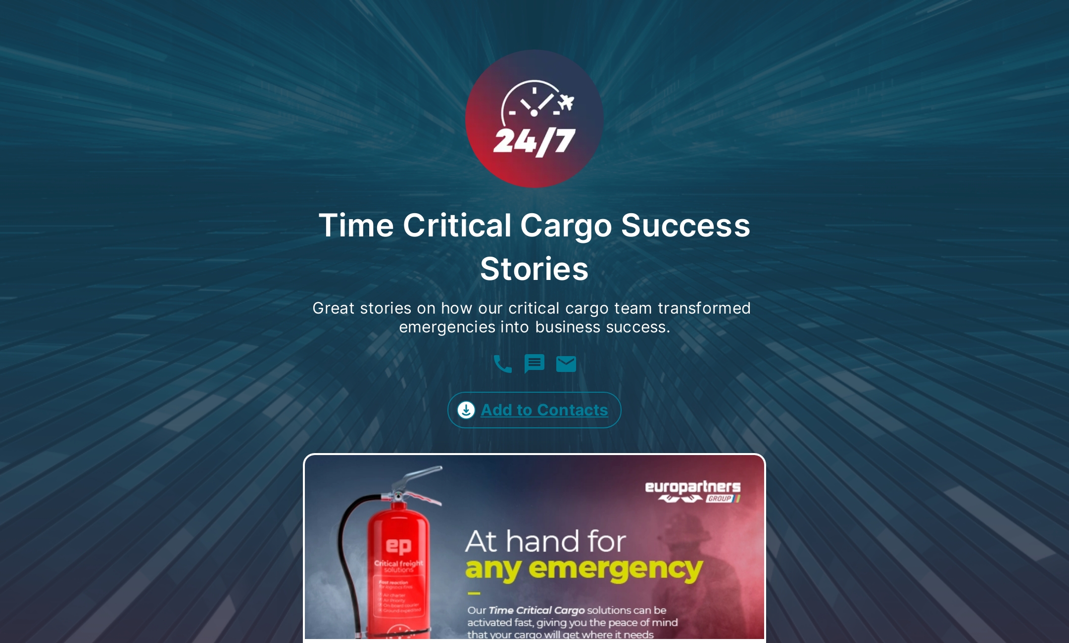 Time Critical Cargo Success Stories' Flowpage
