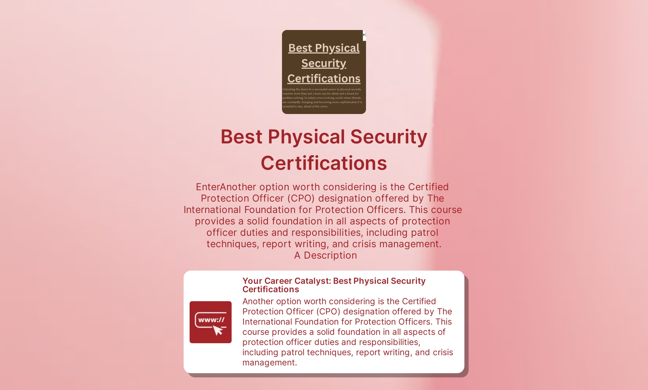 Best Physical Security Certifications' Flowpage