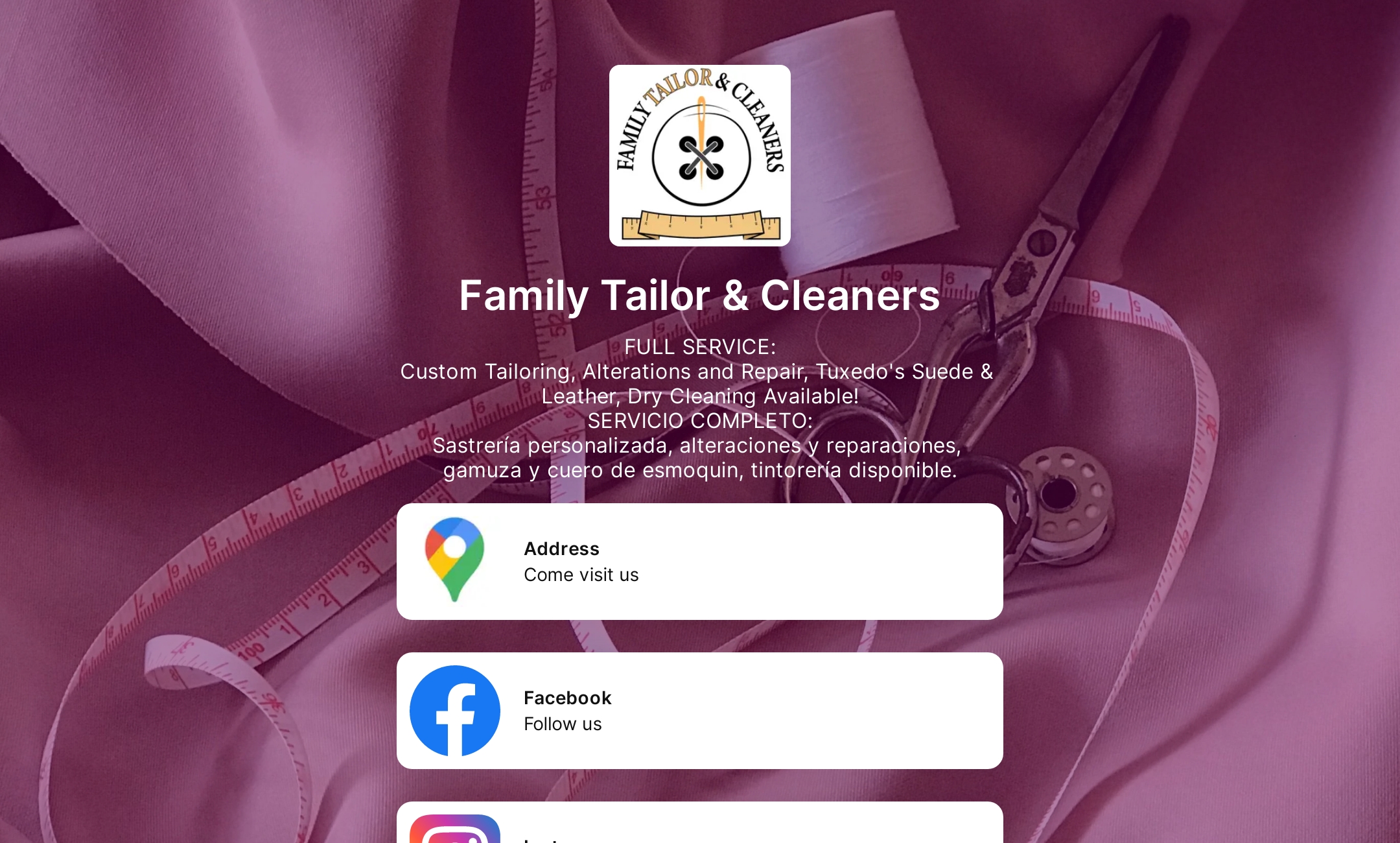 Family Tailor & Cleaners' Flowpage