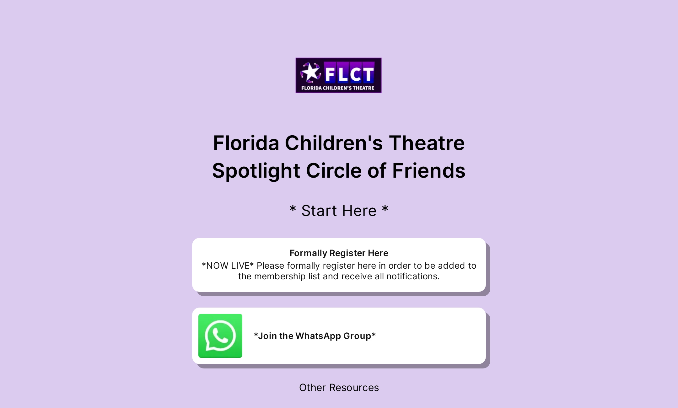 Florida Children's Theatre Spotlight Circle of Friends' Flowpage