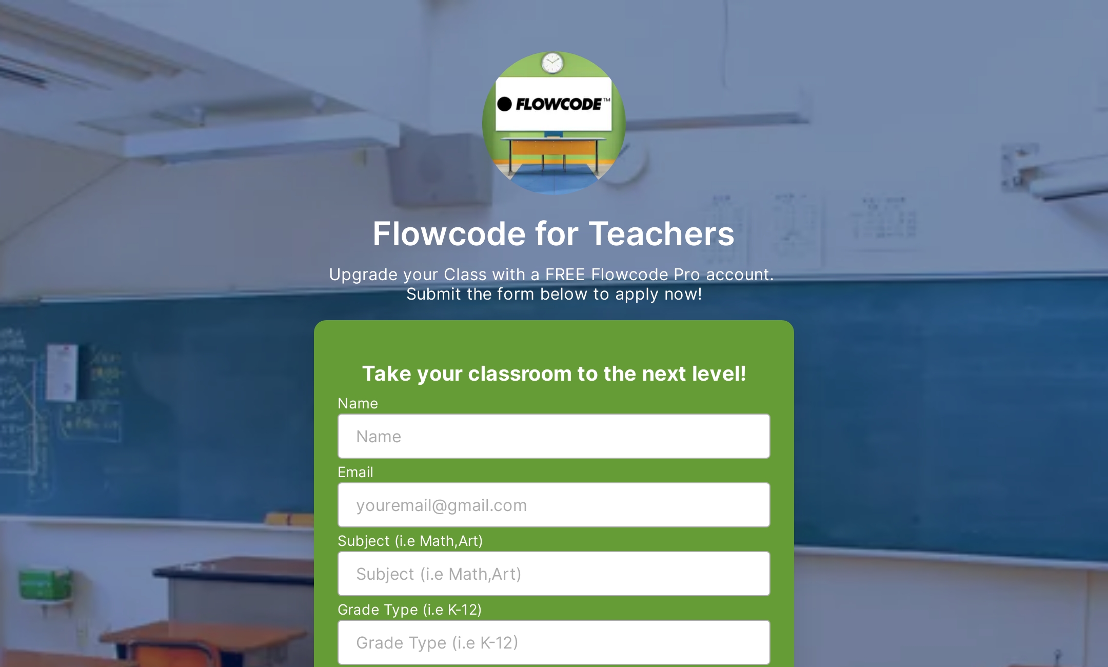 Flowcode for Teachers' Flowpage