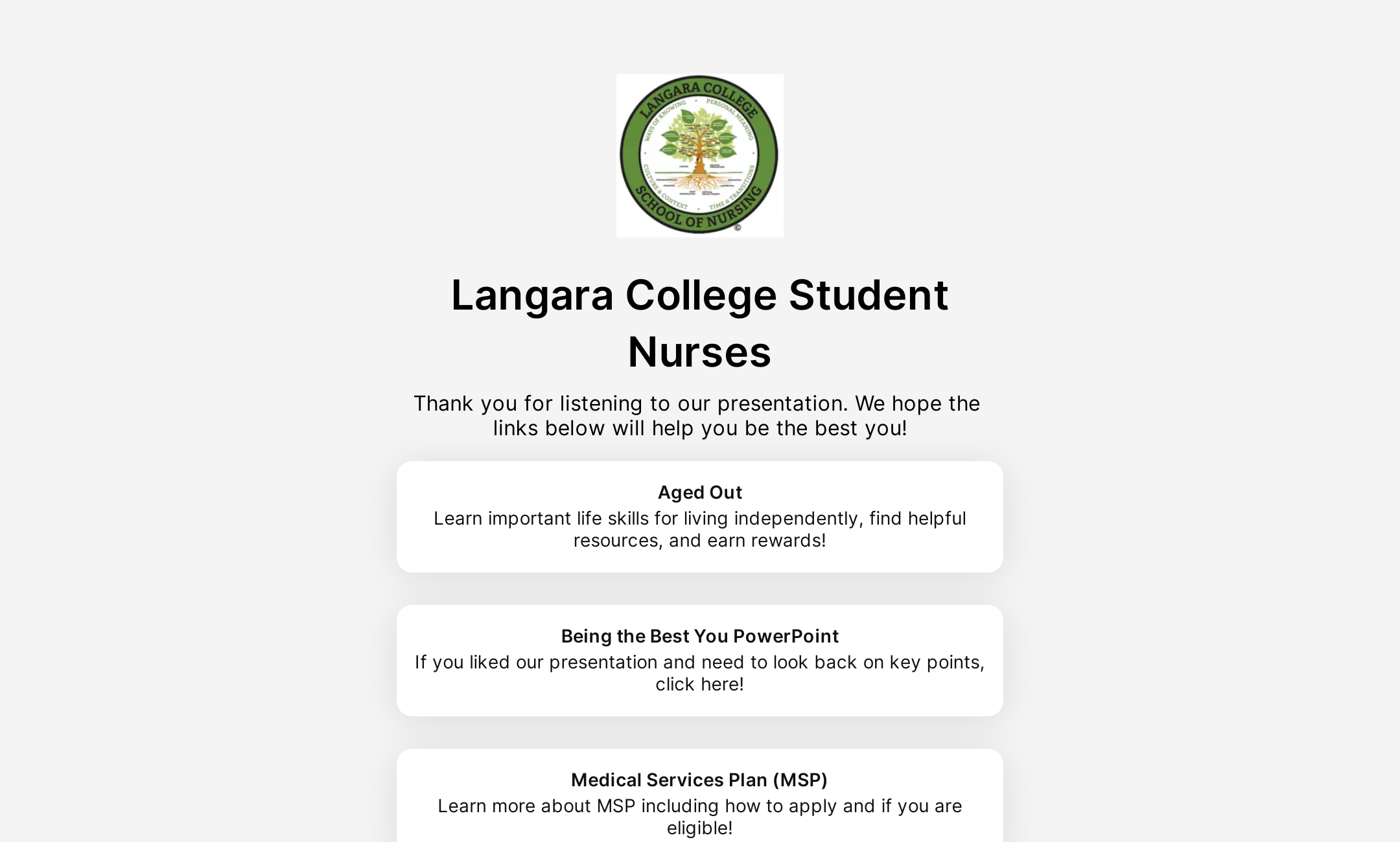 Langara College Student Nurses' Flowpage