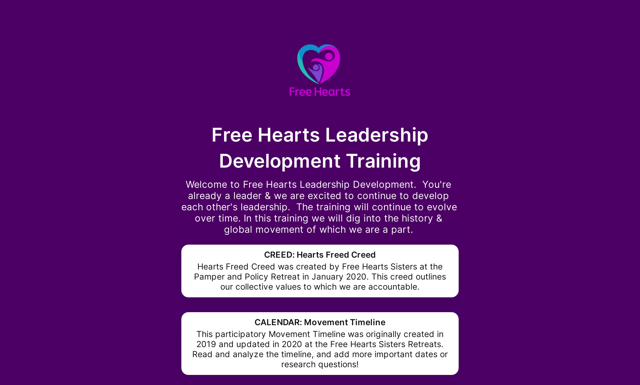 Free Hearts Leadership Development Training's Flowpage