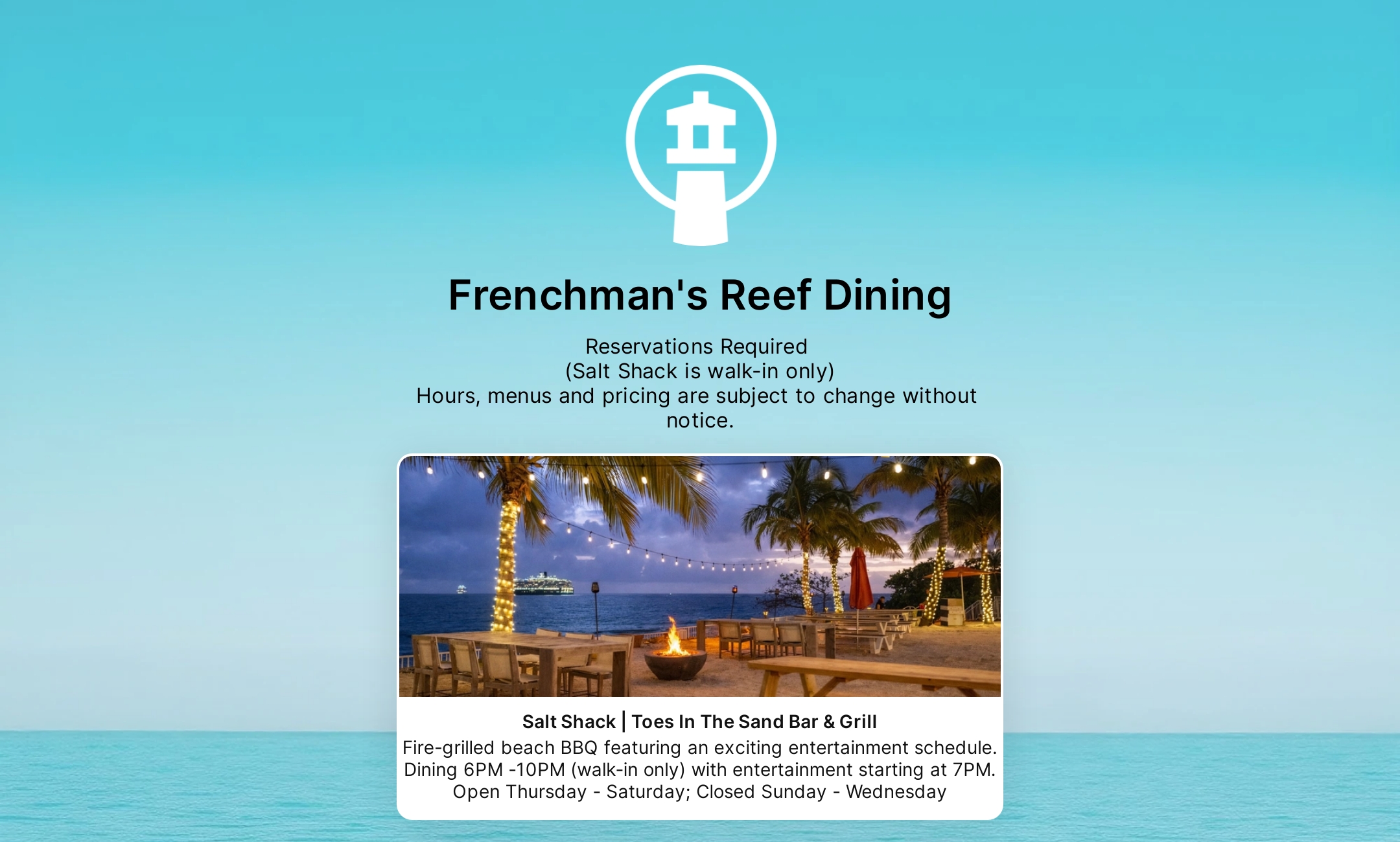 Frenchman's Reef Dining's Flowpage