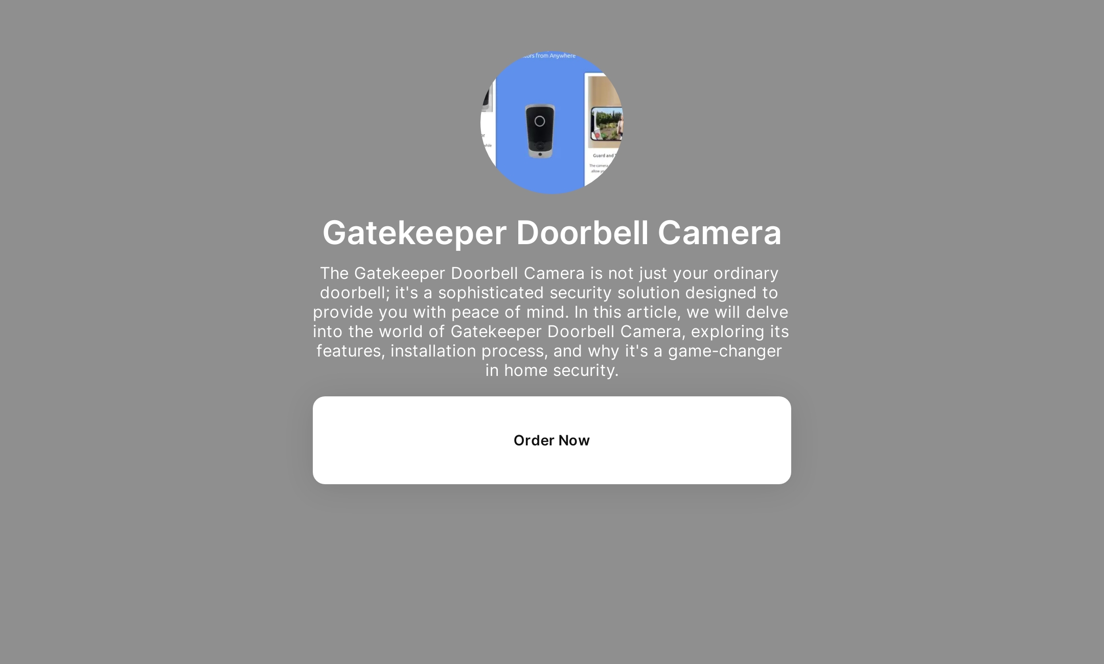Gatekeeper Doorbell Camera's Flowpage