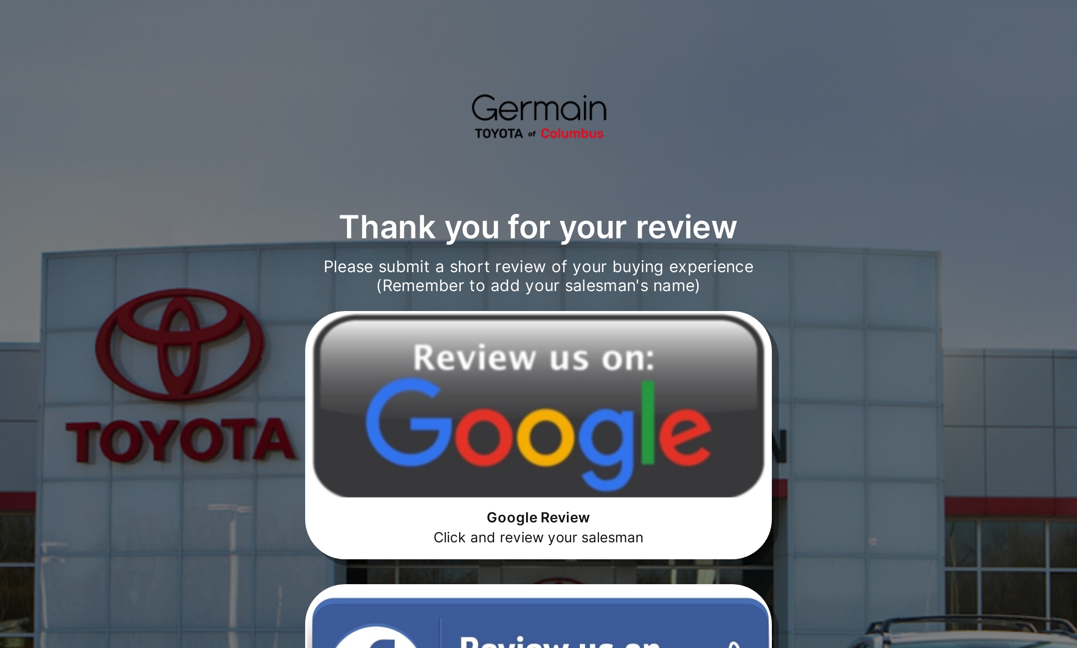 Thank you for your review's Flowpage