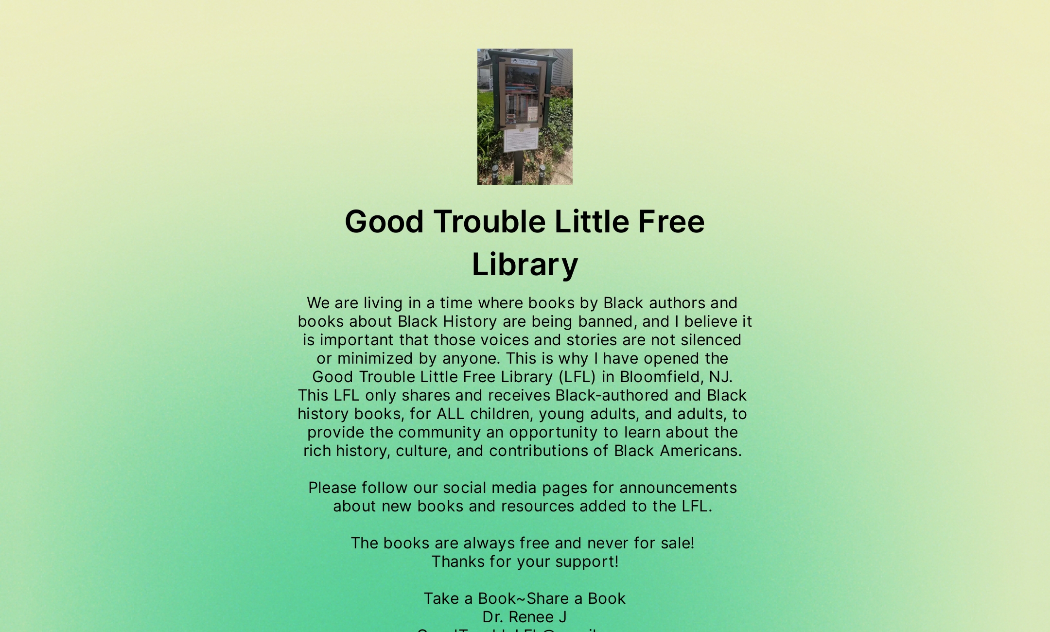 Good Trouble Little Free Library's Flowpage