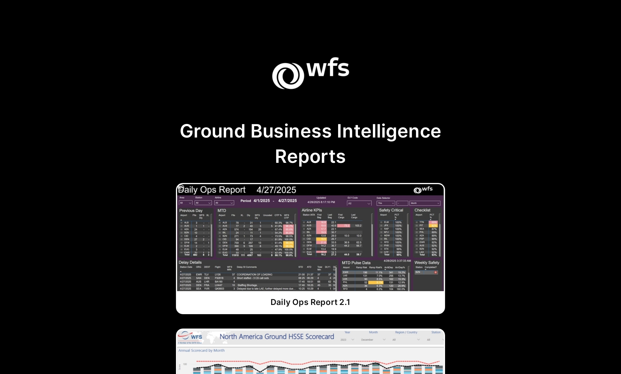 Ground Business Intelligence Reports' Flowpage