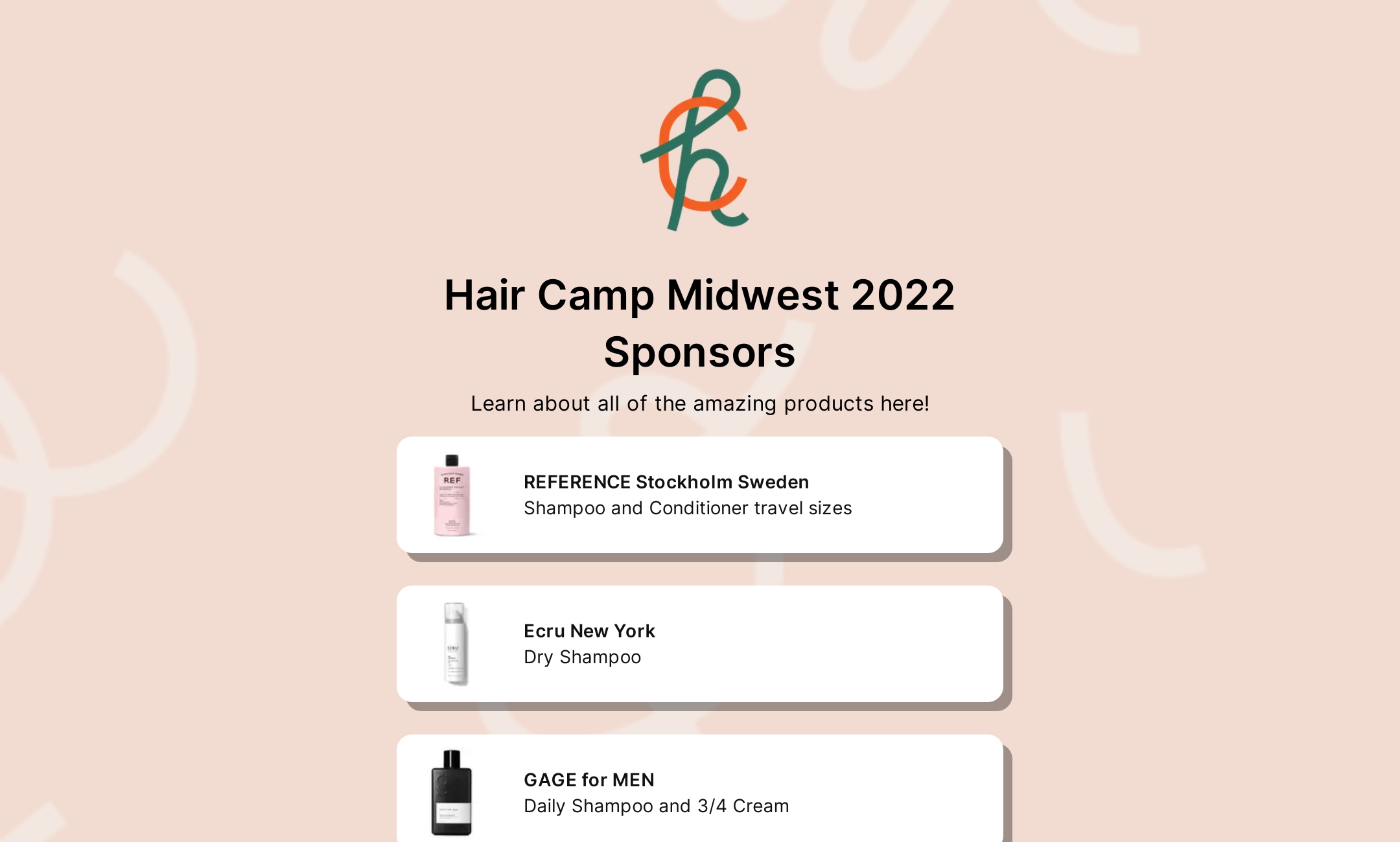 Hair Camp Midwest 2022 Sponsors' Flowpage