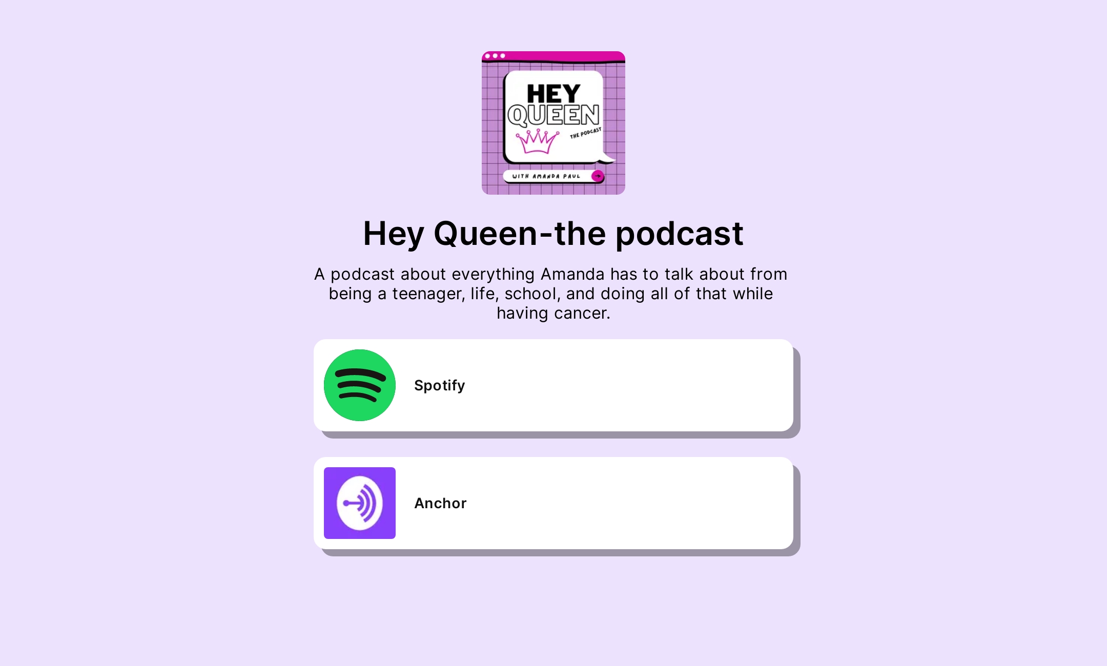 Hey Queen-the podcast's Flowpage