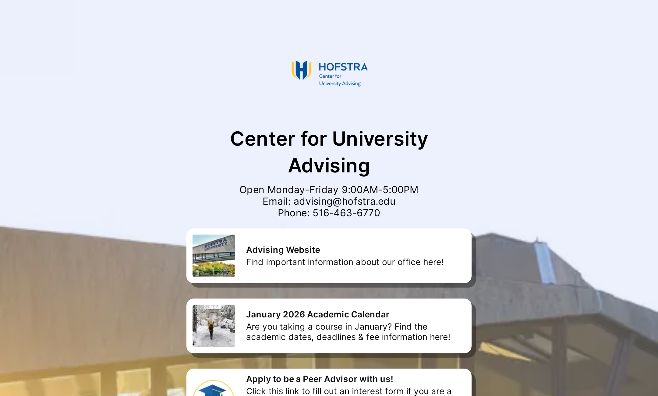 Center for University Advising's Flowpage