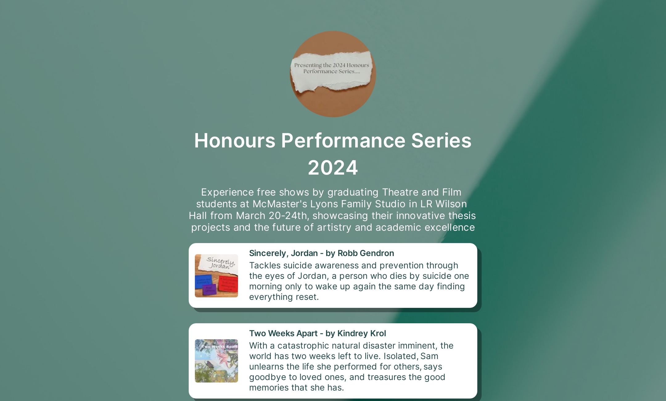 Honours Performance Series 2024's Flowpage