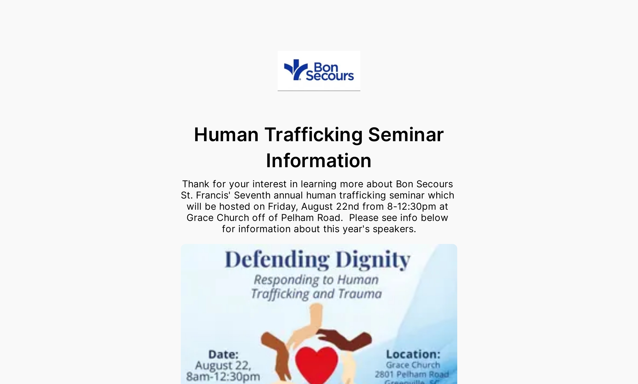 Human Trafficking Seminar Information 's Flowpage