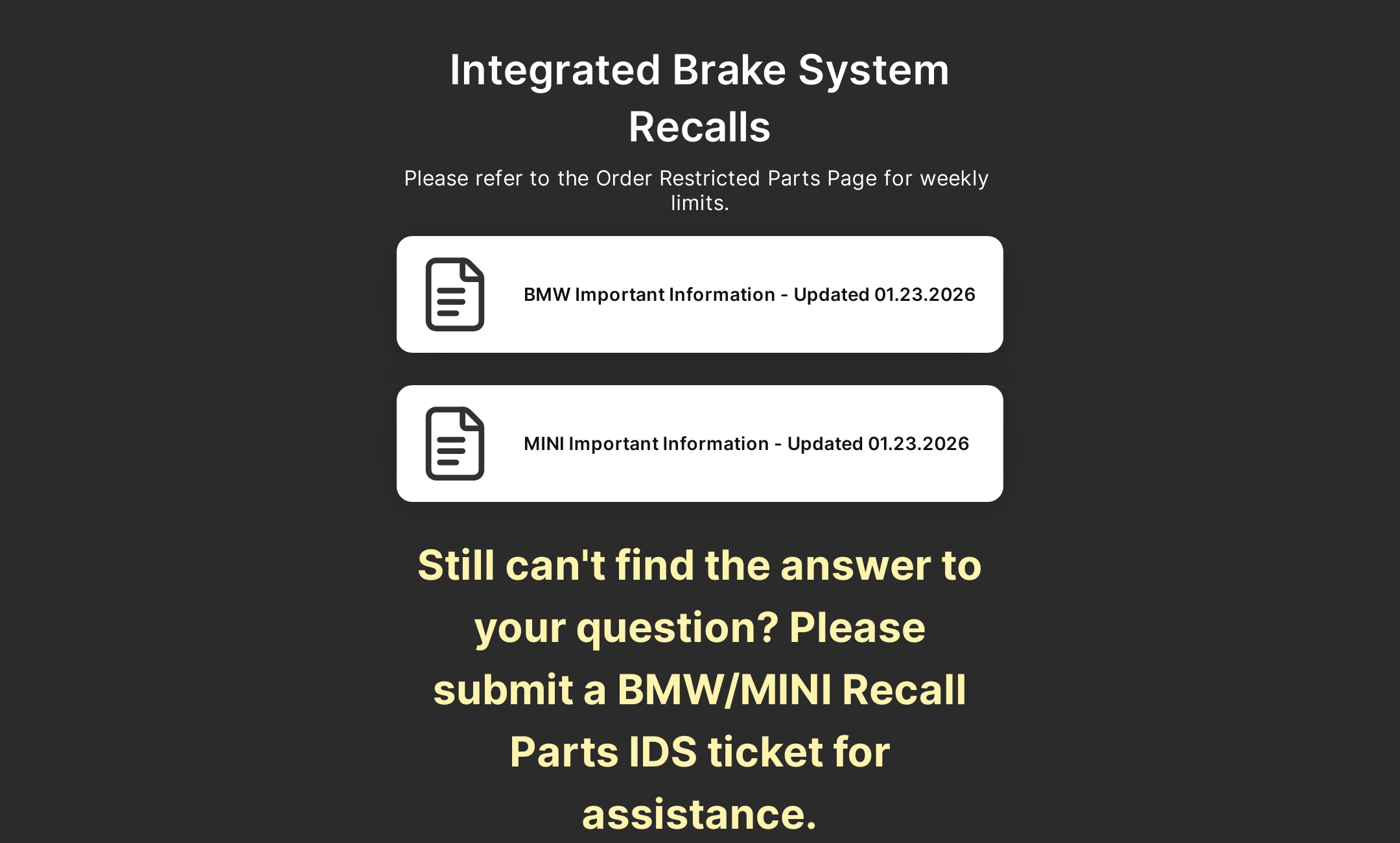 Integrated Brake System Recall's Flowpage