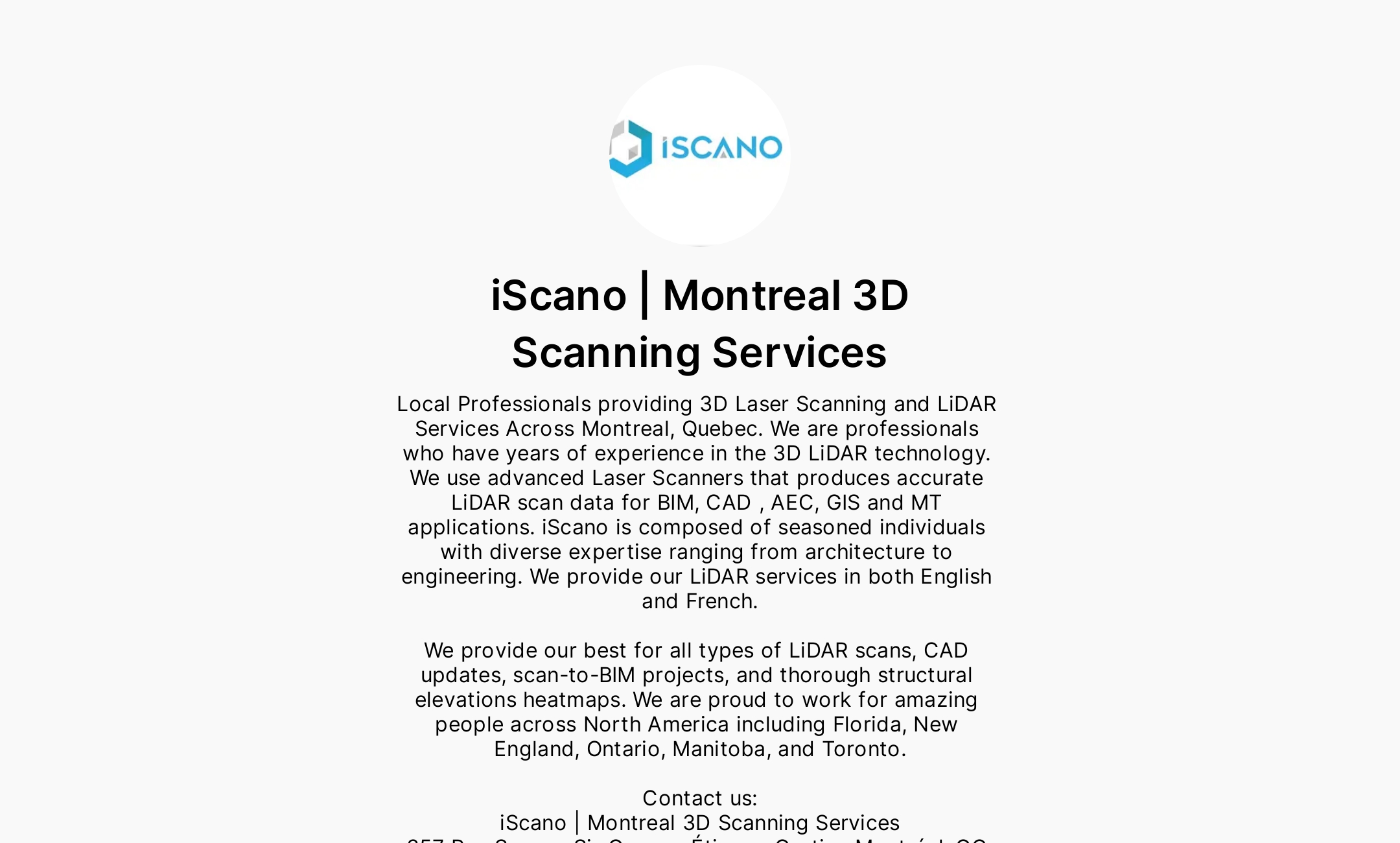 iScano | Montreal 3D Scanning Services' Flowpage