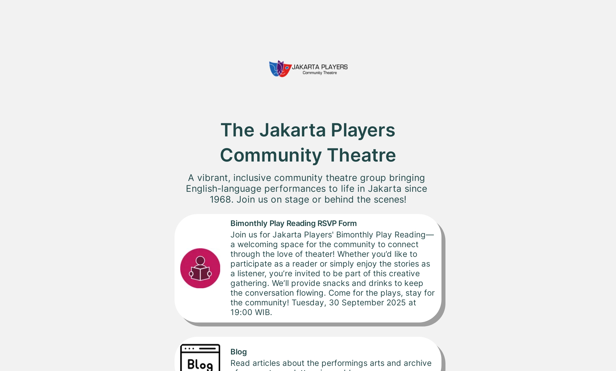 The Jakarta Players Community Theatre's Flowpage